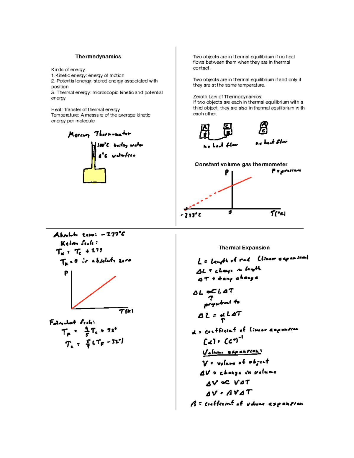 7B Lecture 1 2 Intro to Thermodynamics, Thermal Expansion, Gases ...