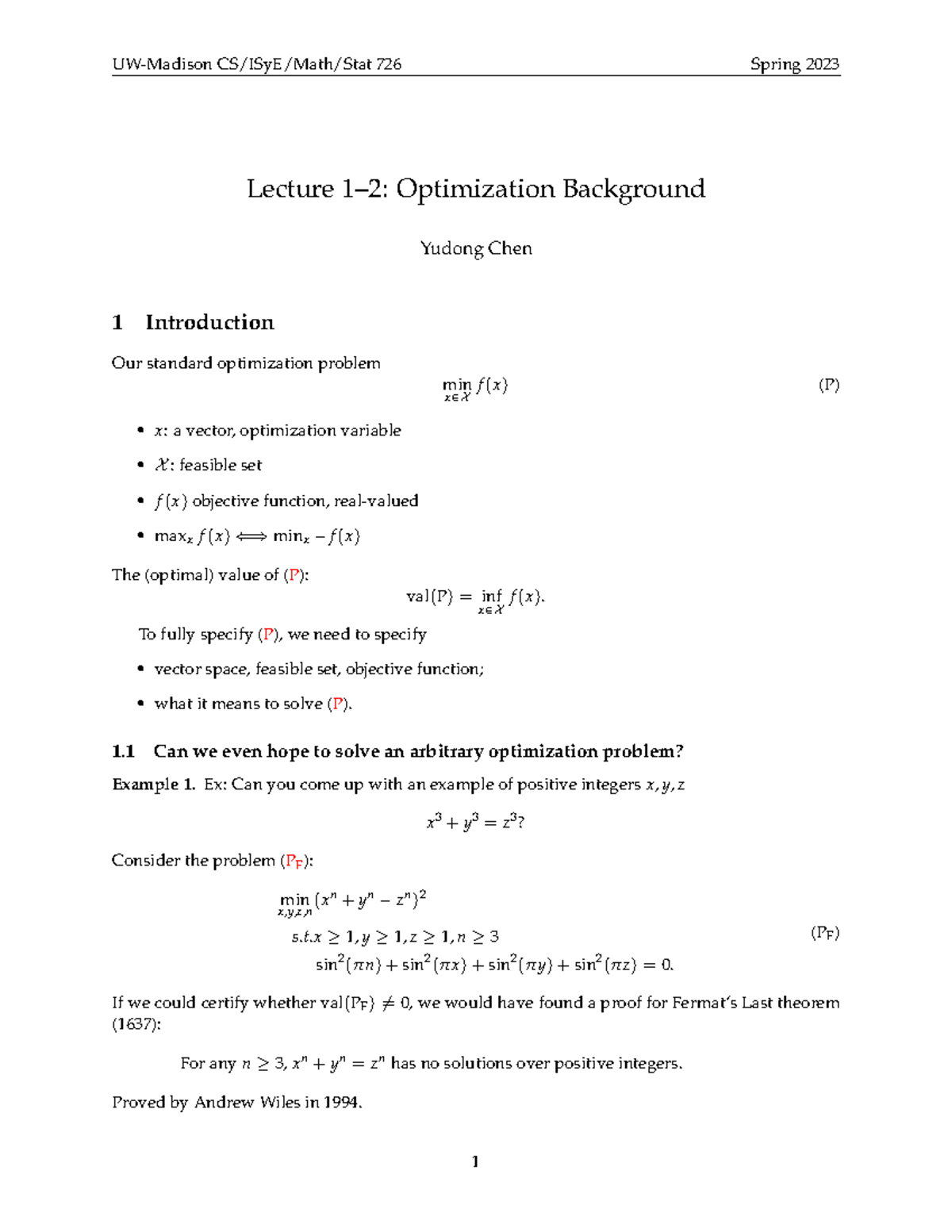 Lecture 1 2 background - backgraound - Lecture 1–2: Optimization ...