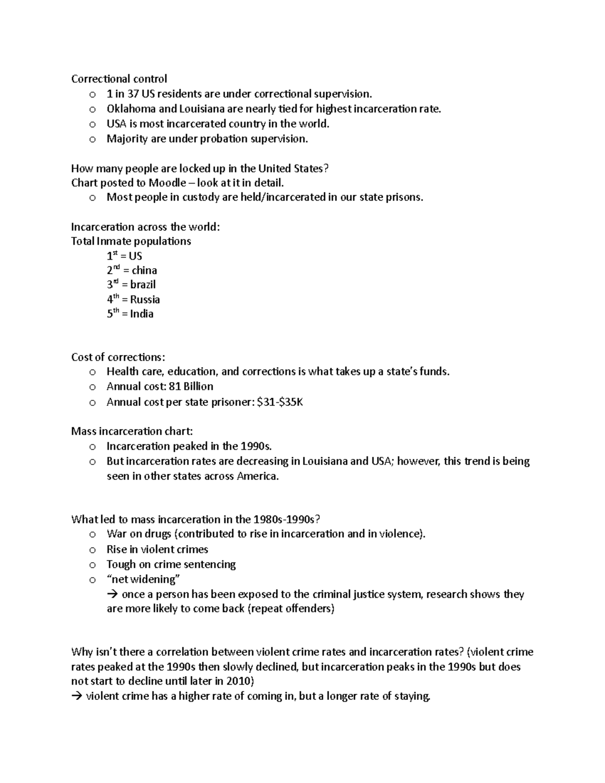 Criminal Justice 101 - Exam 4 Material - Correctional control o 1 in 37 ...