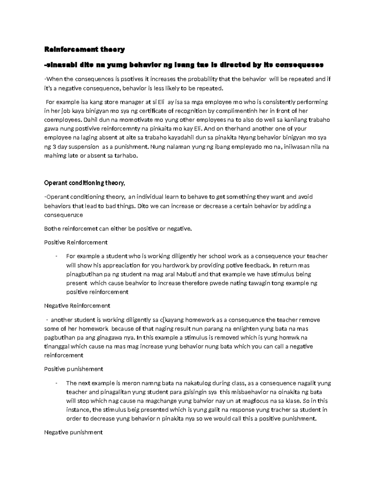 Reinforcement theory - Notes about motivational theories ...