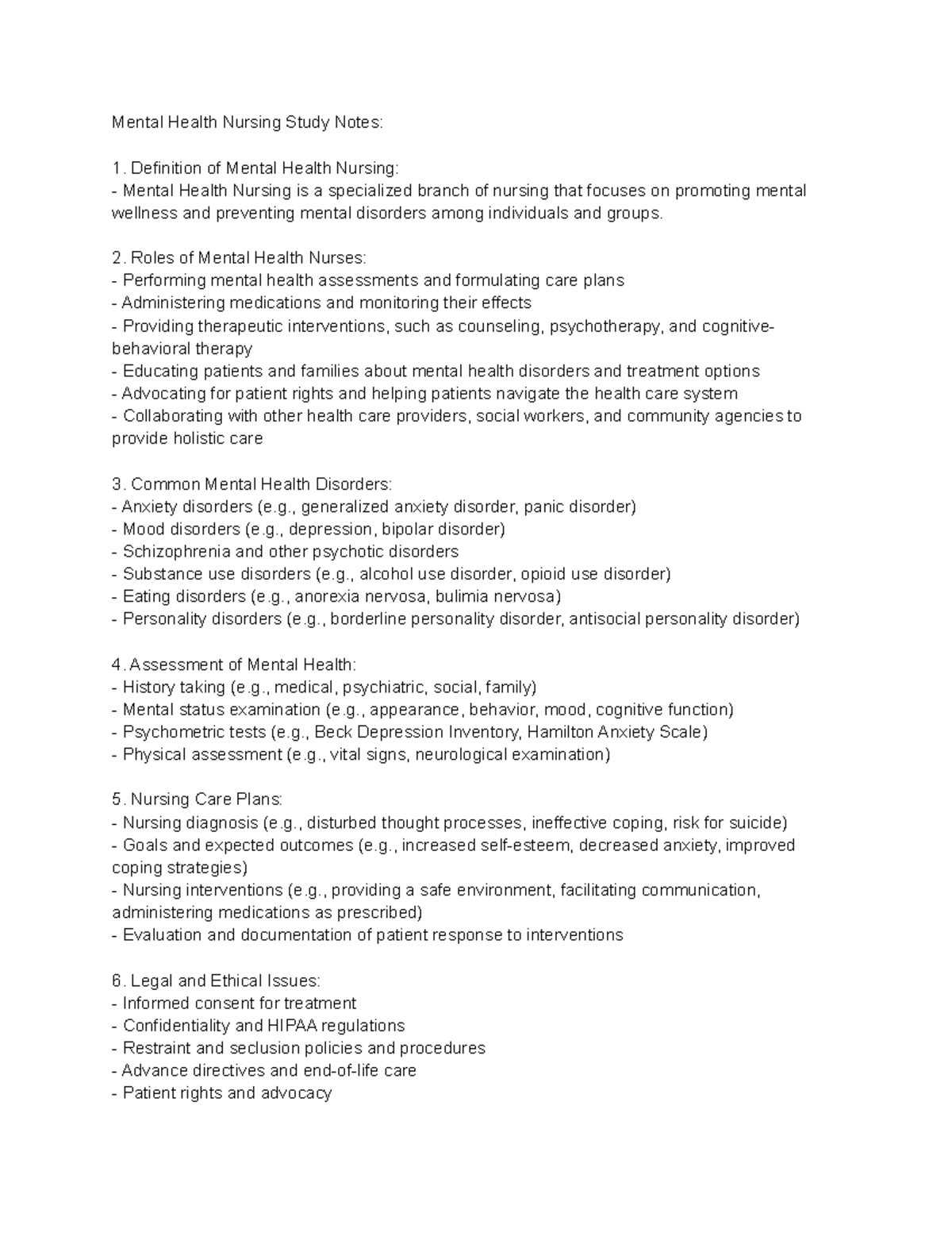 Mental Health Nursing Study Notes - Mental Health Nursing Study Notes ...