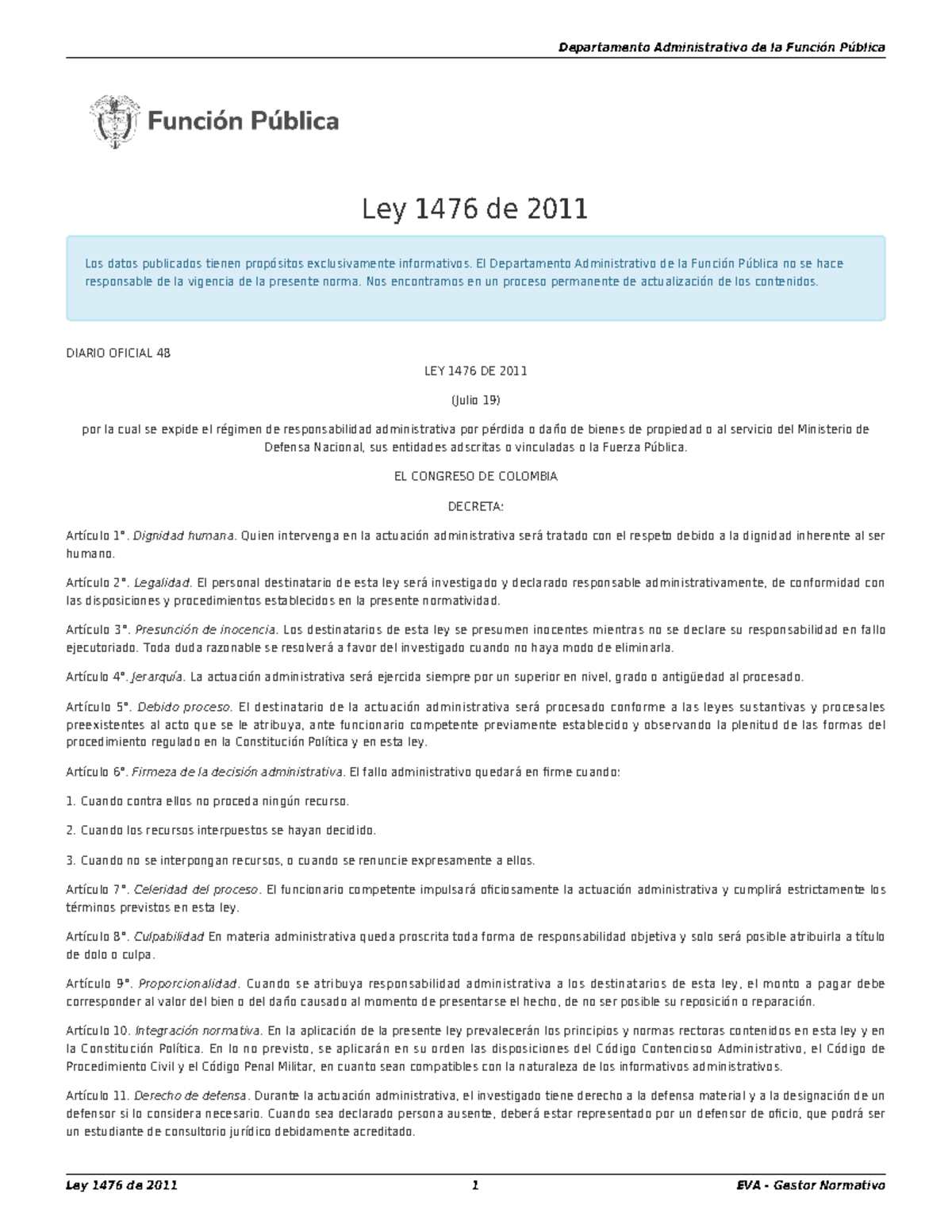Ley 1476 de 2011 - LEY 1476 de 2011 - Ley 1476 de 2011 Los datos ...