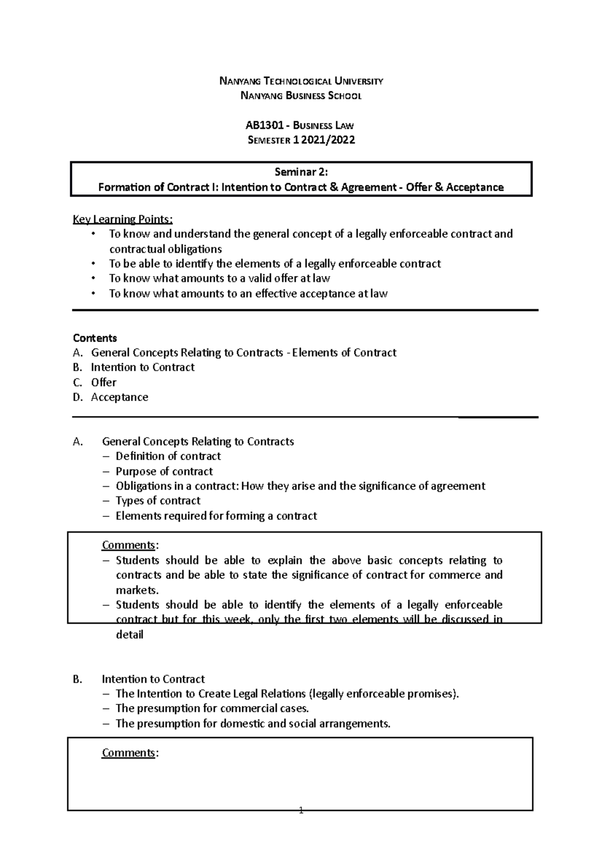 S1 Notes for seminar 1 with pointers required - NANYANG TECHNOLOGICAL ...