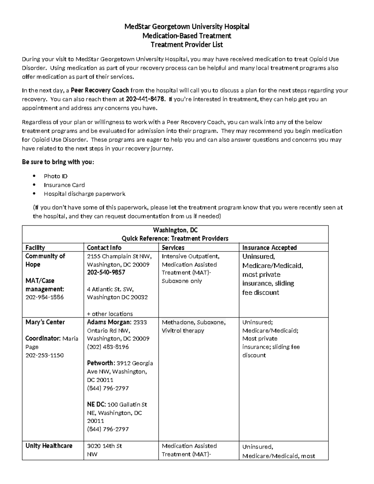MBT quick reference - MedStar Georgetown University Hospital Medication ...