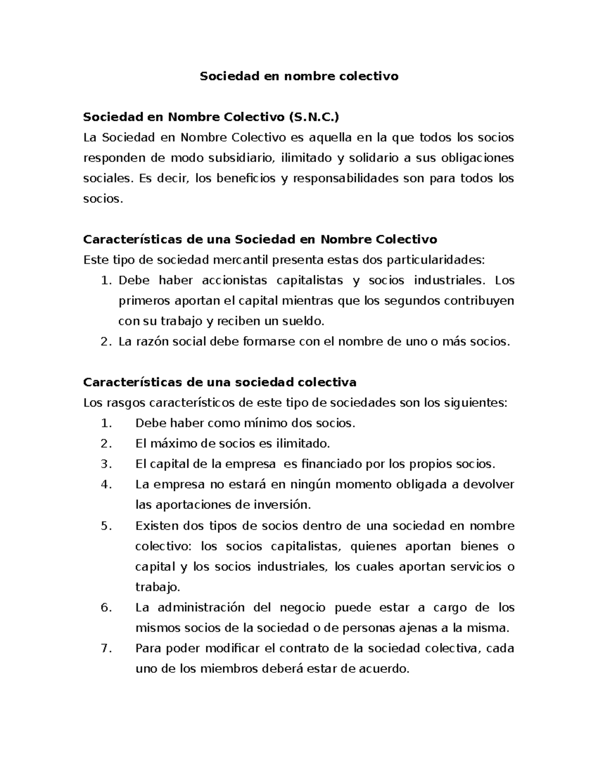 Sociedad EN Nombre Colectivo - Sociedad en nombre colectivo Sociedad en Nombre Colectivo (S.N ...