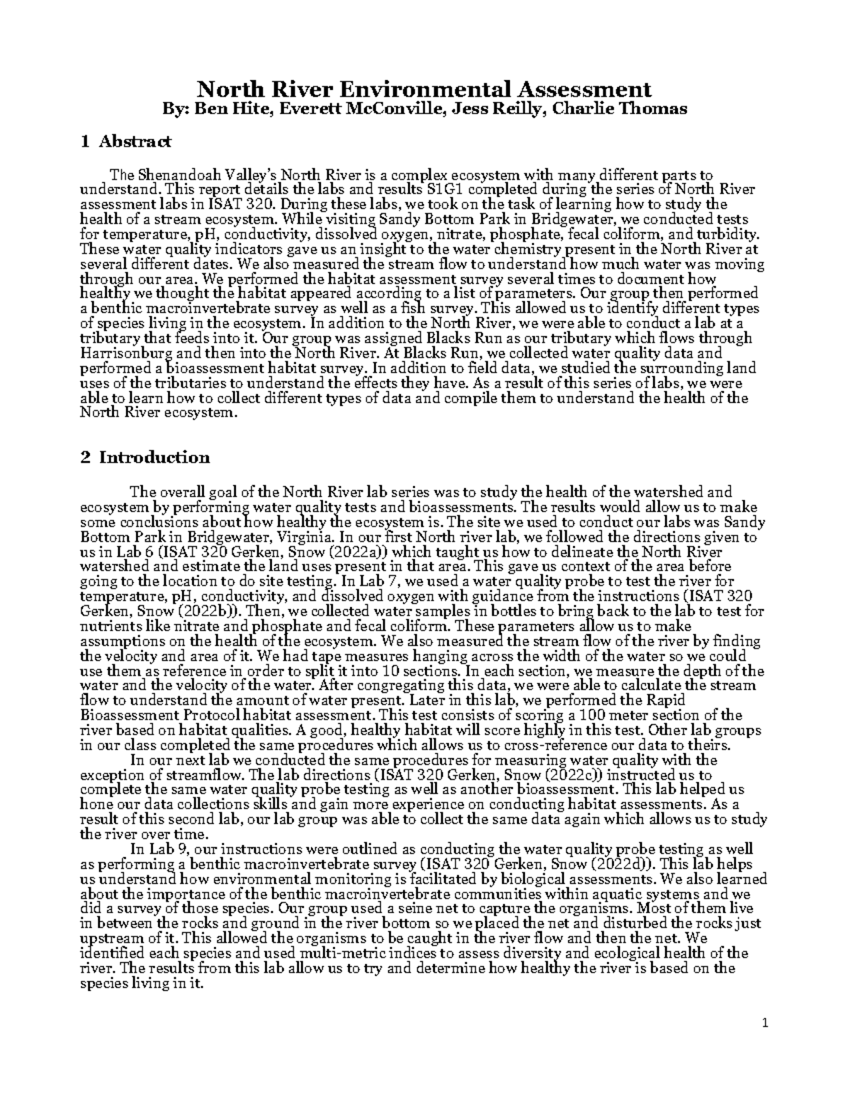 North River Assessment Final - North River Environmental Assessment By ...