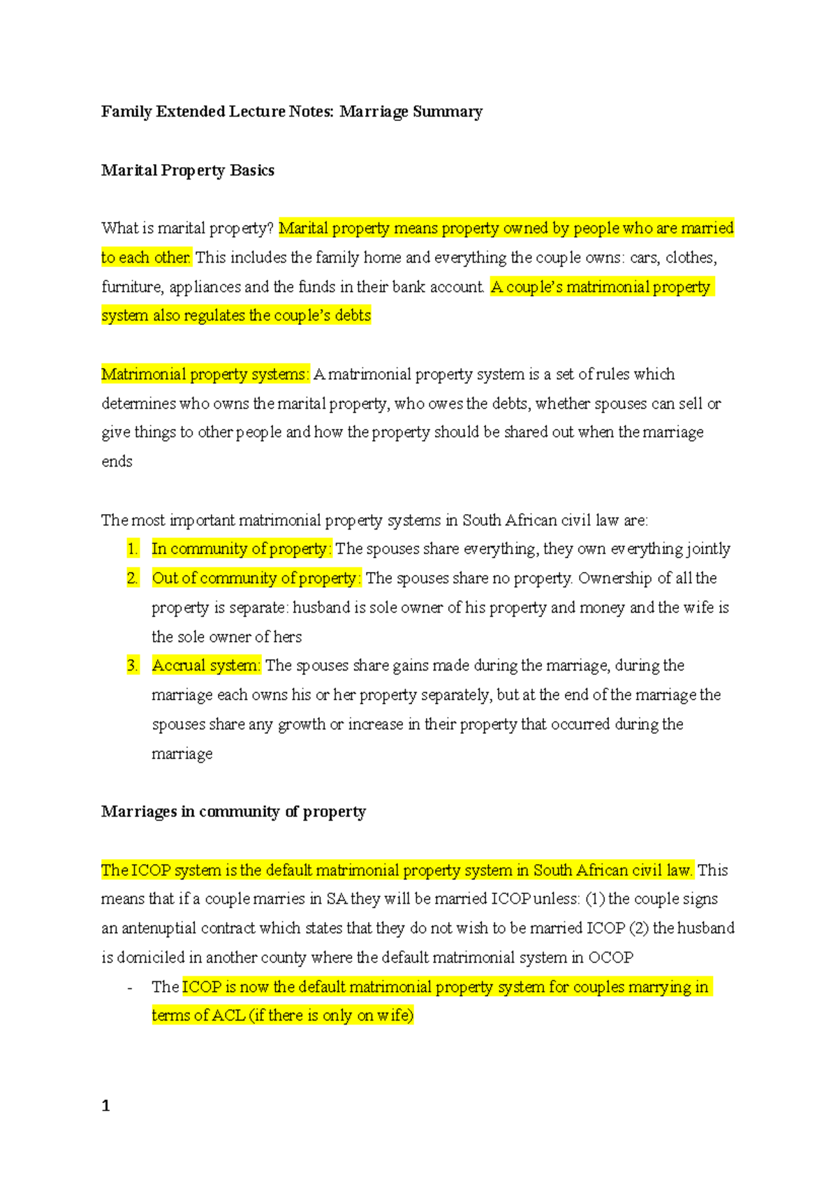 LFP Family Notes Summary - Family Extended Lecture Notes: Marriage ...
