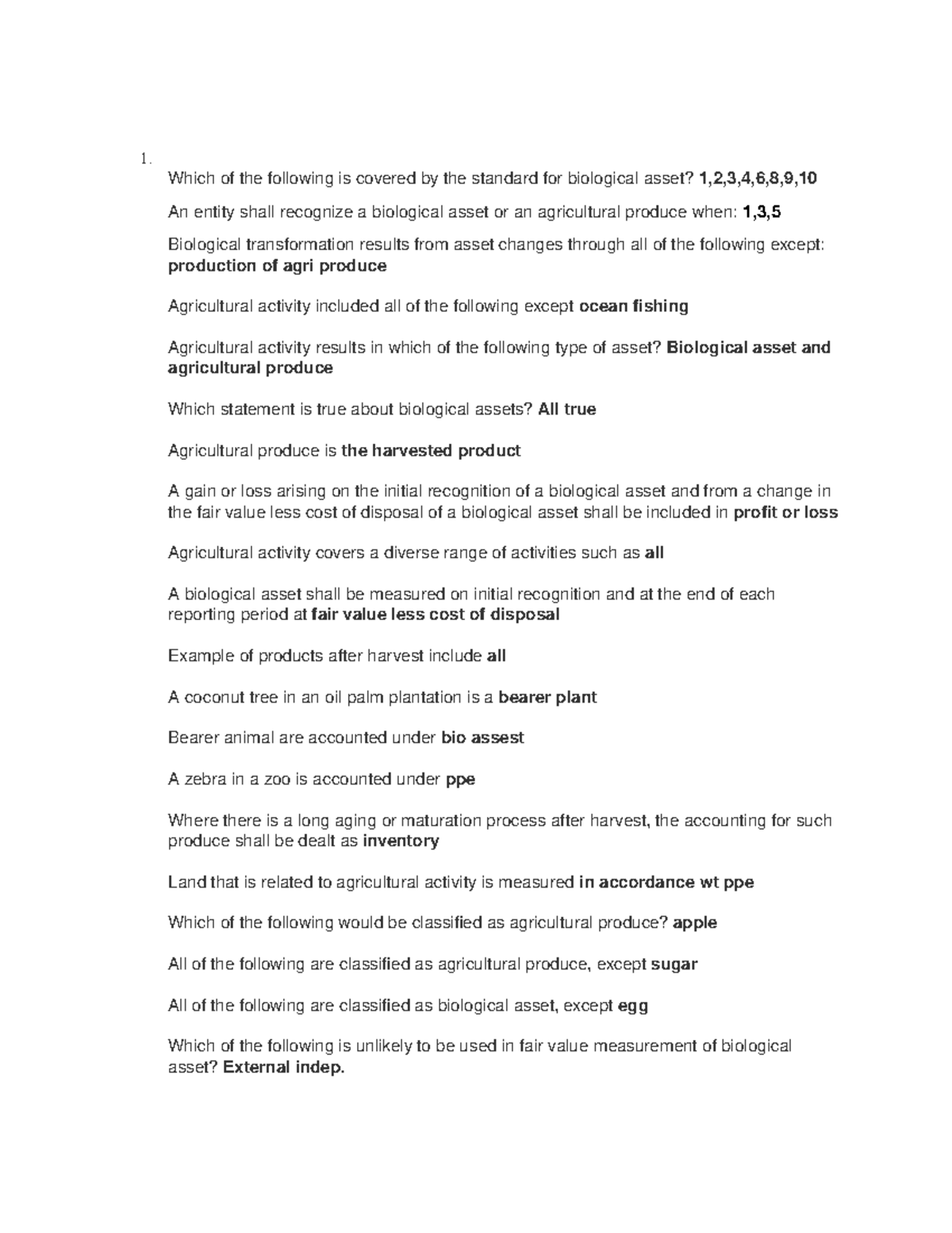 Sample/practice exam, questions and answers - 1. Which of the following ...