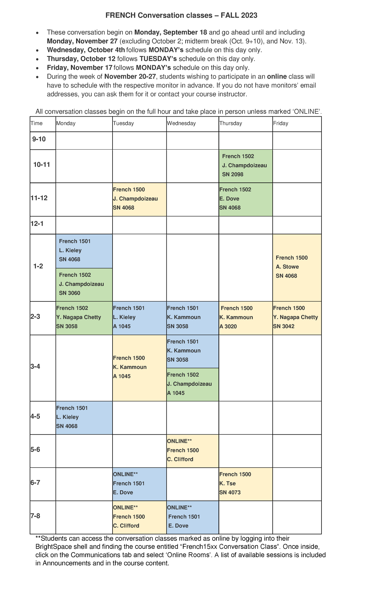 French conversation classes F2023 - FRENCH Conversation classes – FALL ...