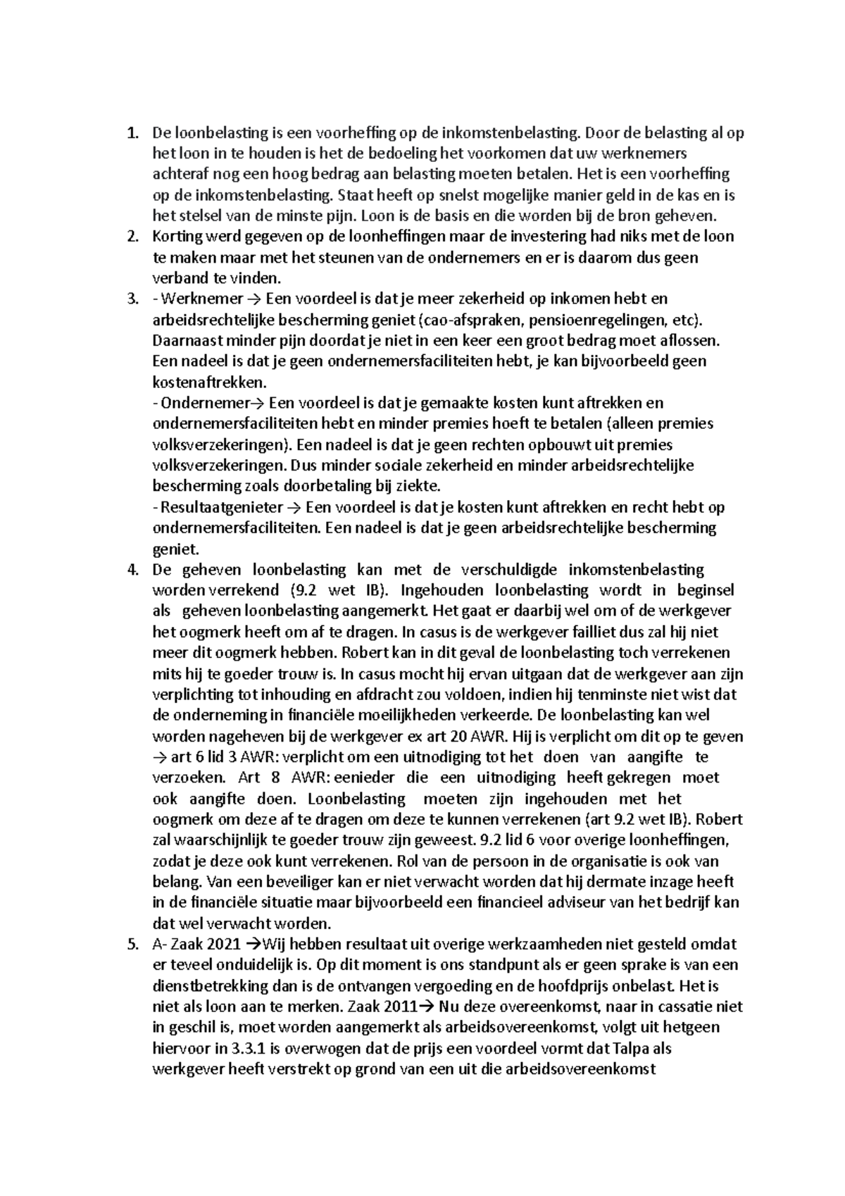 Belastingrecht particulieren week 2 - De loonbelasting is een ...