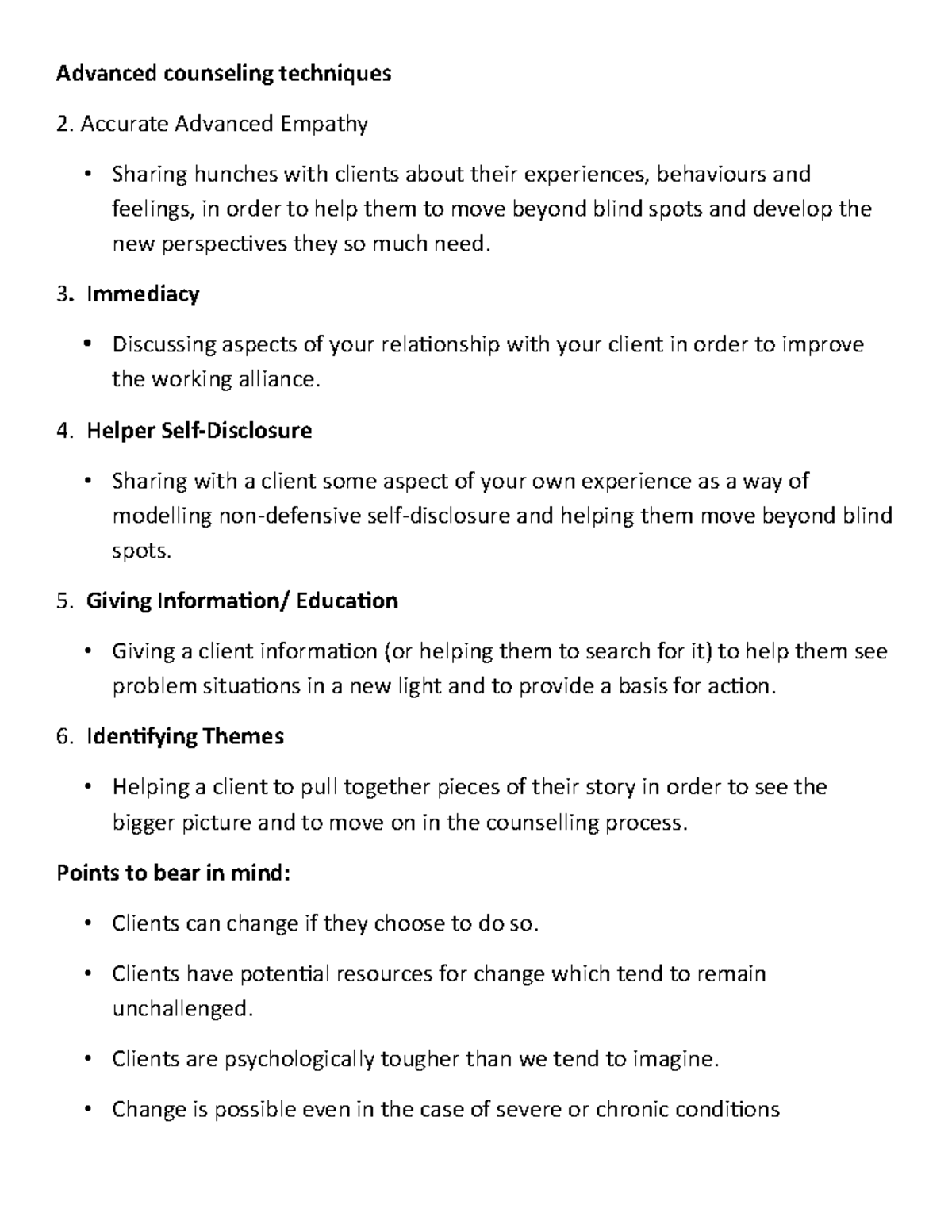 Counseling-Groupwork - Advanced counseling techniques 2. Accurate ...