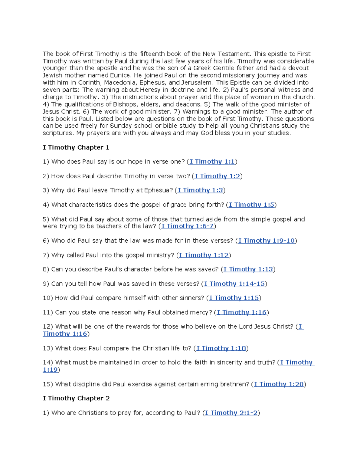 The book of First Timothy is the fifteenth book of the New Testament ...