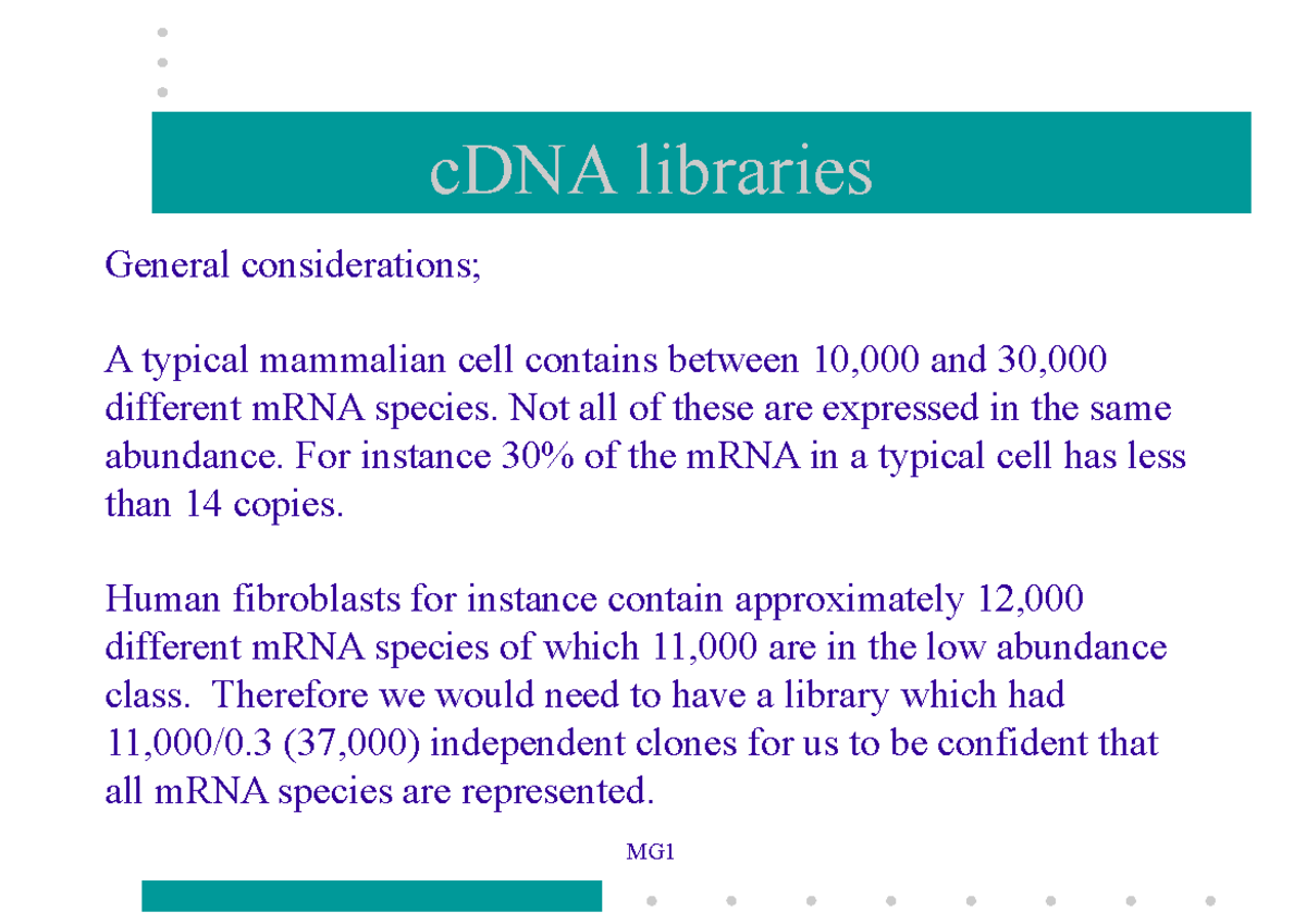 cDNAlibrary GenEng - cDNA libraries General considerations; A typical ...
