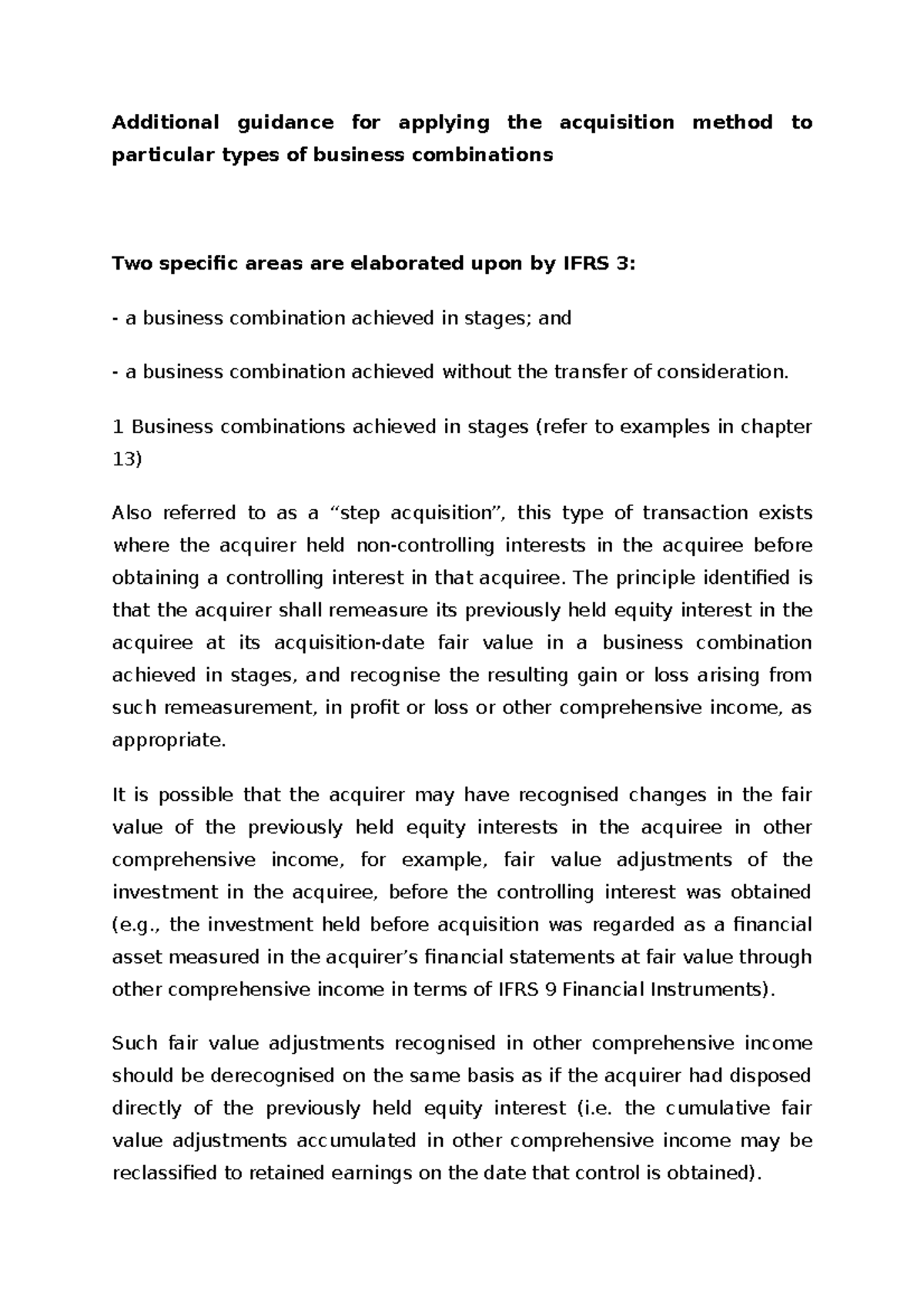 Week 11; Additional guidance for applying the acquisition method to ...