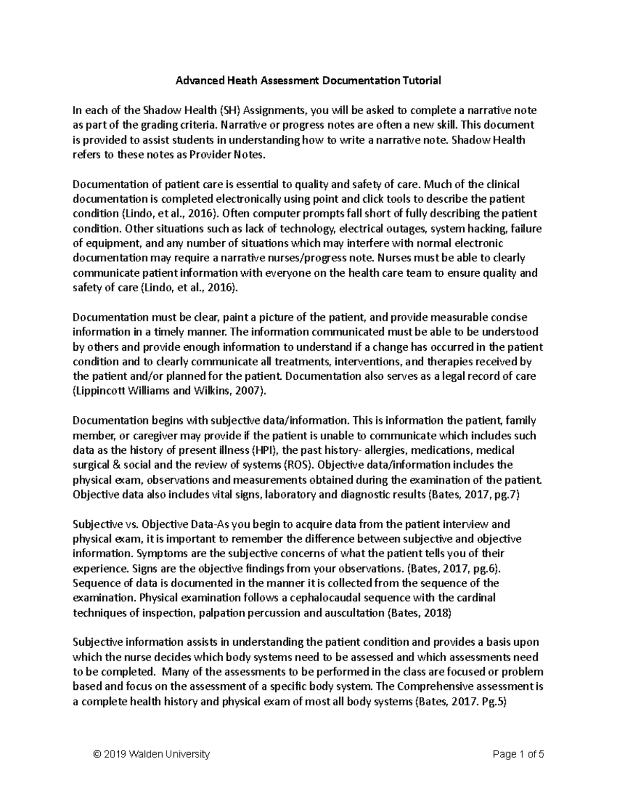 Shadow Health Nursing Documentation Tutorial - Advanced Heath ...