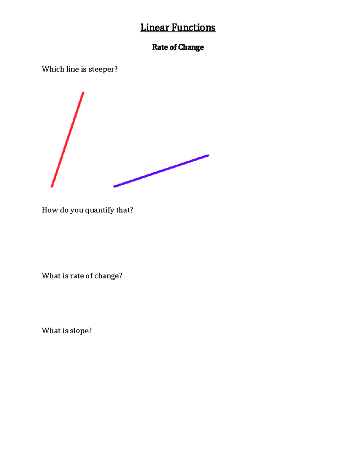 Linear Functions - liner function notes and questions - Rate of Change ...