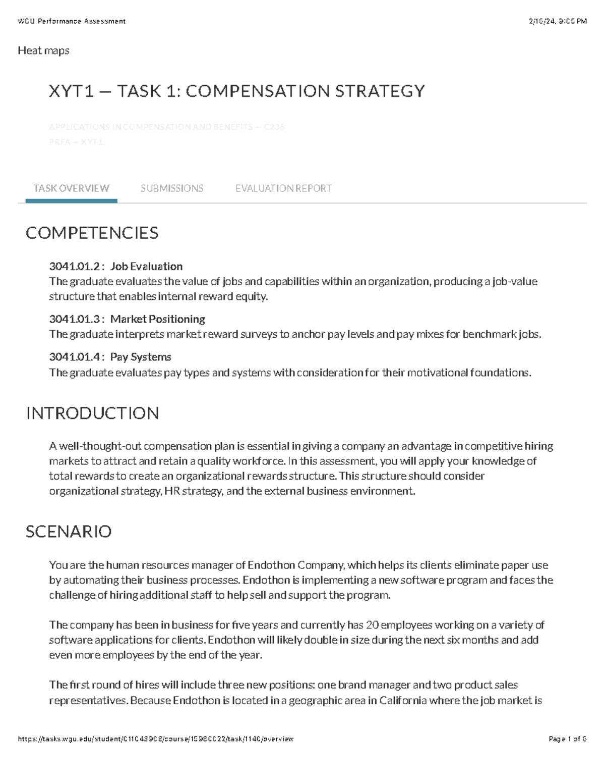 WGU Performance Assessment - Heat maps XYT1 — TASK 1: COMPENSATION ...