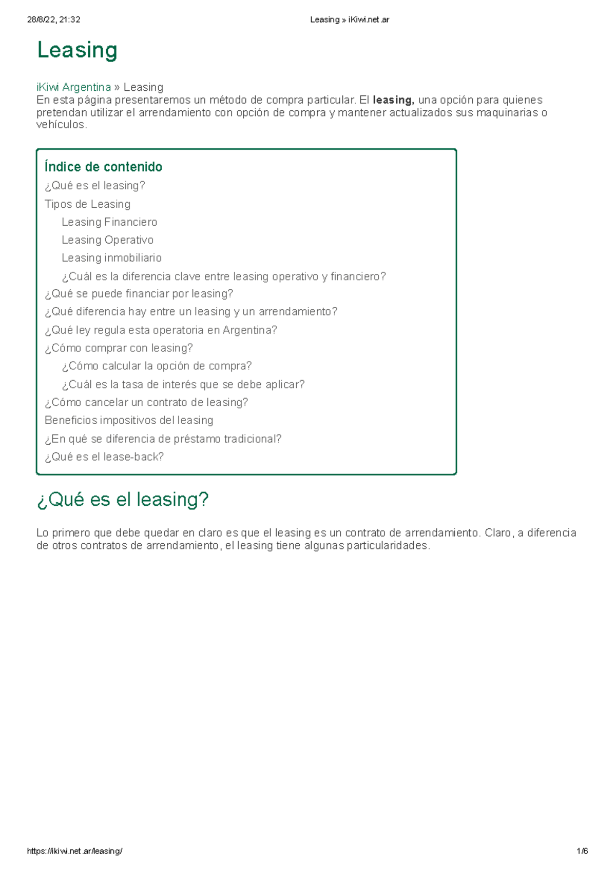 Leasing » i Kiwi - Leasing iKiwi Argentina » Leasing En esta página ...