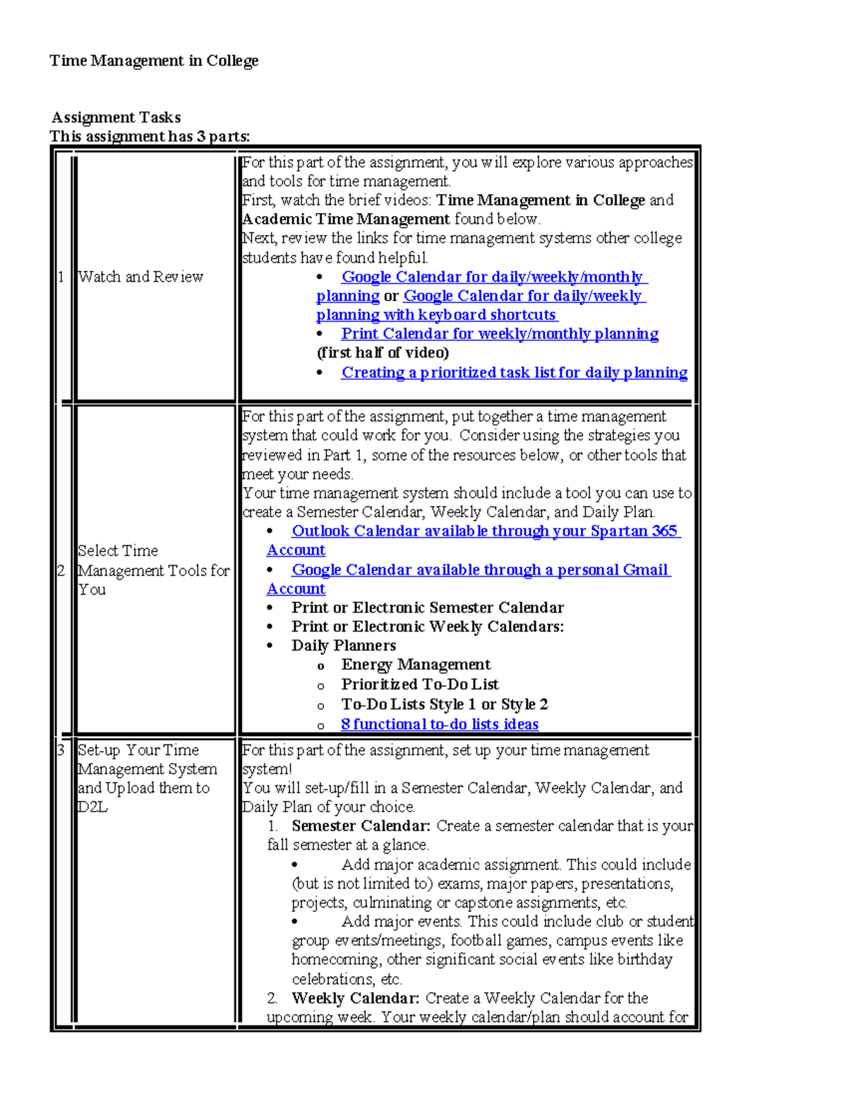 Time Management in College - Time Management in College Assignment ...