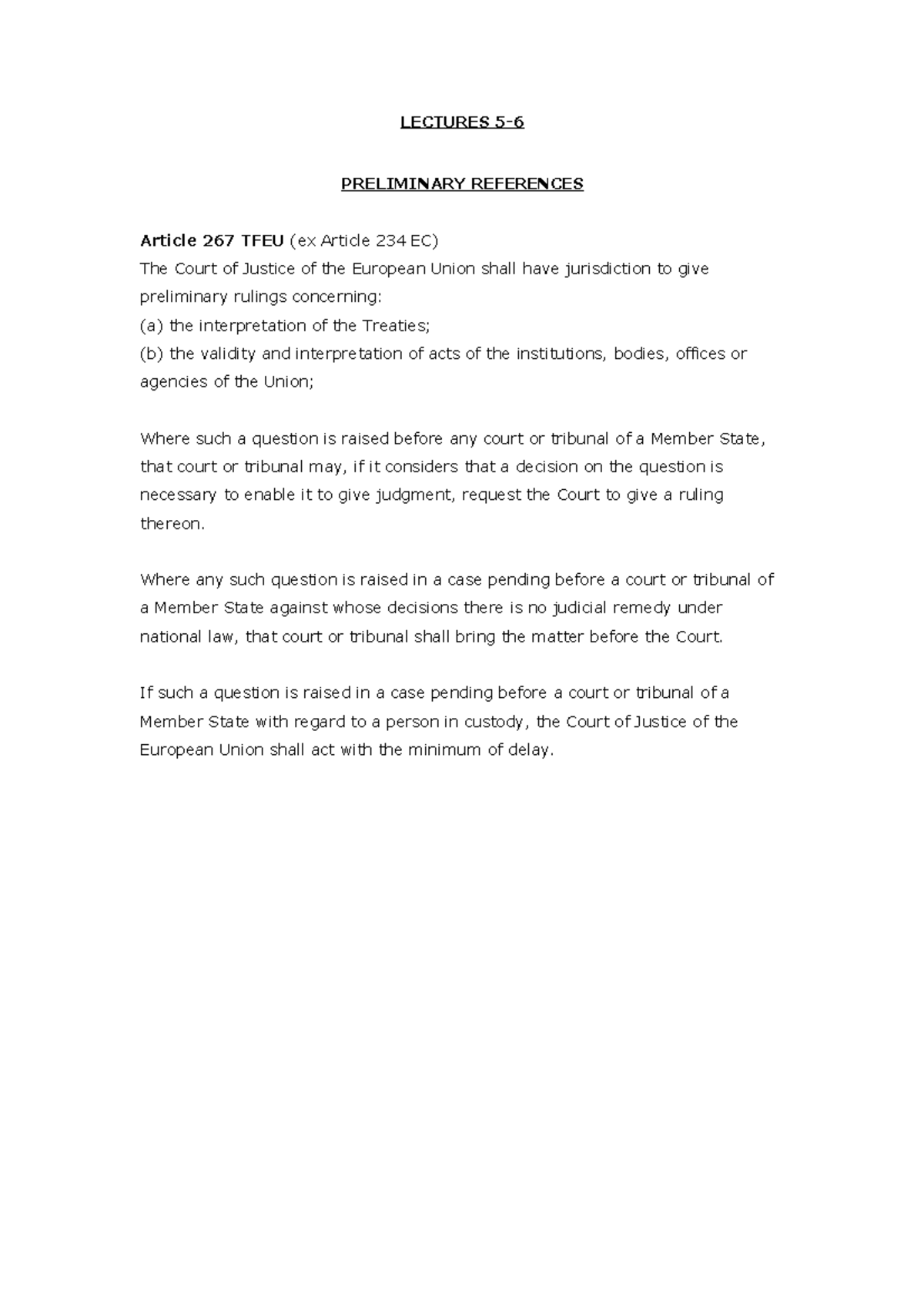 Lec 5 - Lecture notes 5 - LECTURES 5- PRELIMINARY REFERENCES Article ...