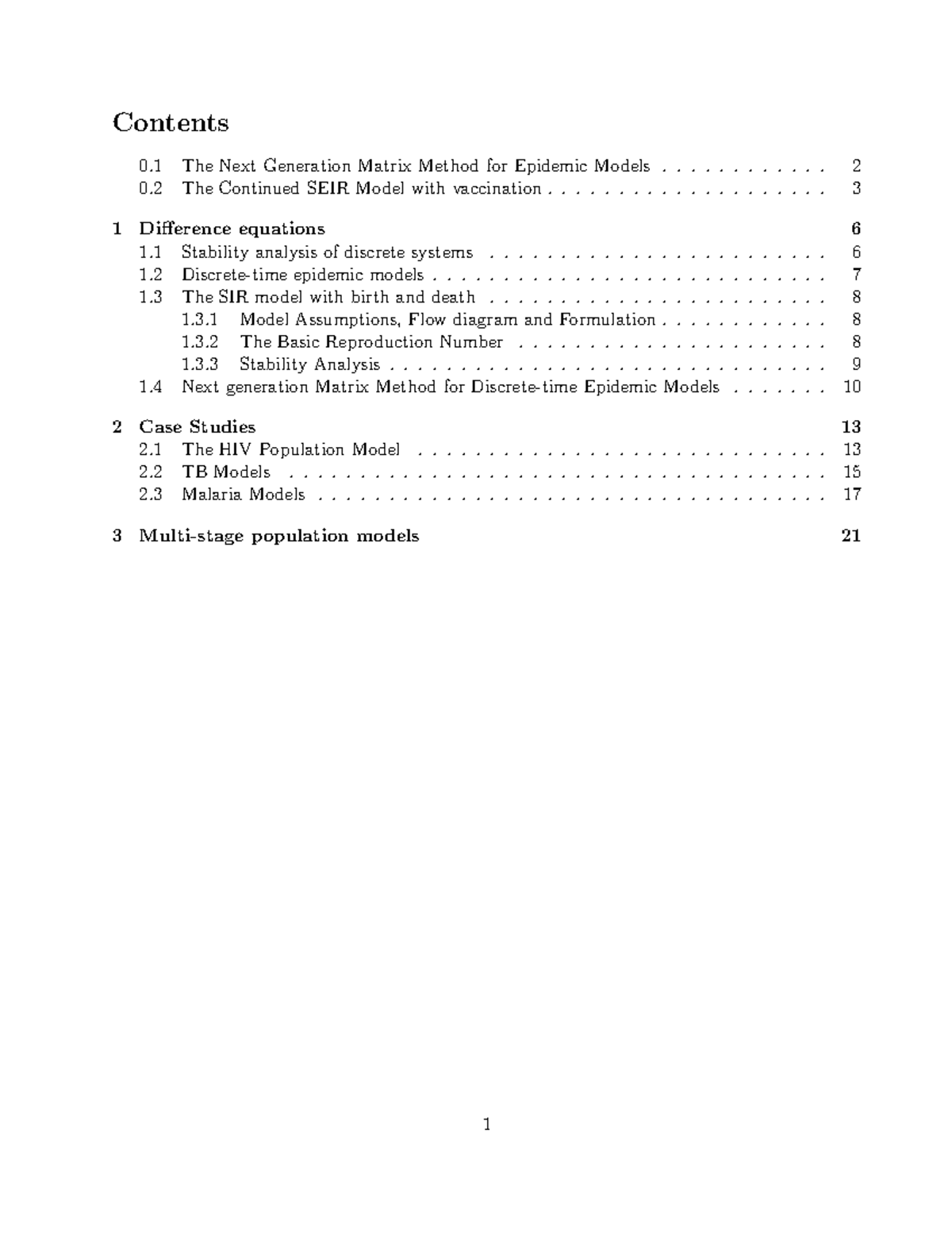 MAT312-notes-6 - 2019 notes - Contents 0 0 The Next Generation Matrix ...