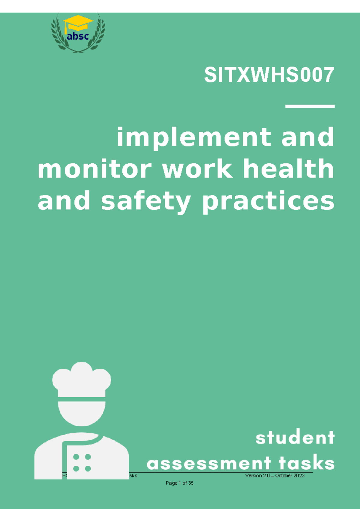Sitxwhs 007 TASK 1 - here some sampe - SITXWHS007 Student Assessment ...