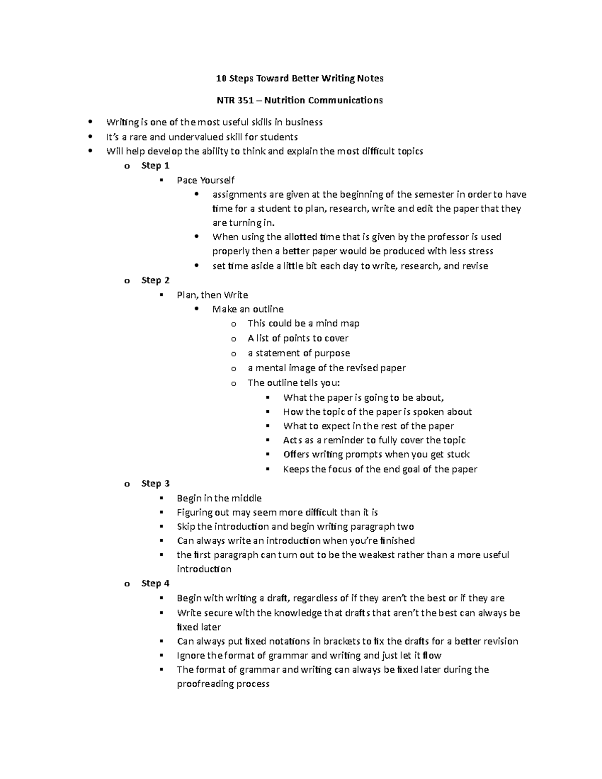 10 Steps Toward Better Writing Notes - When using the allotted time ...