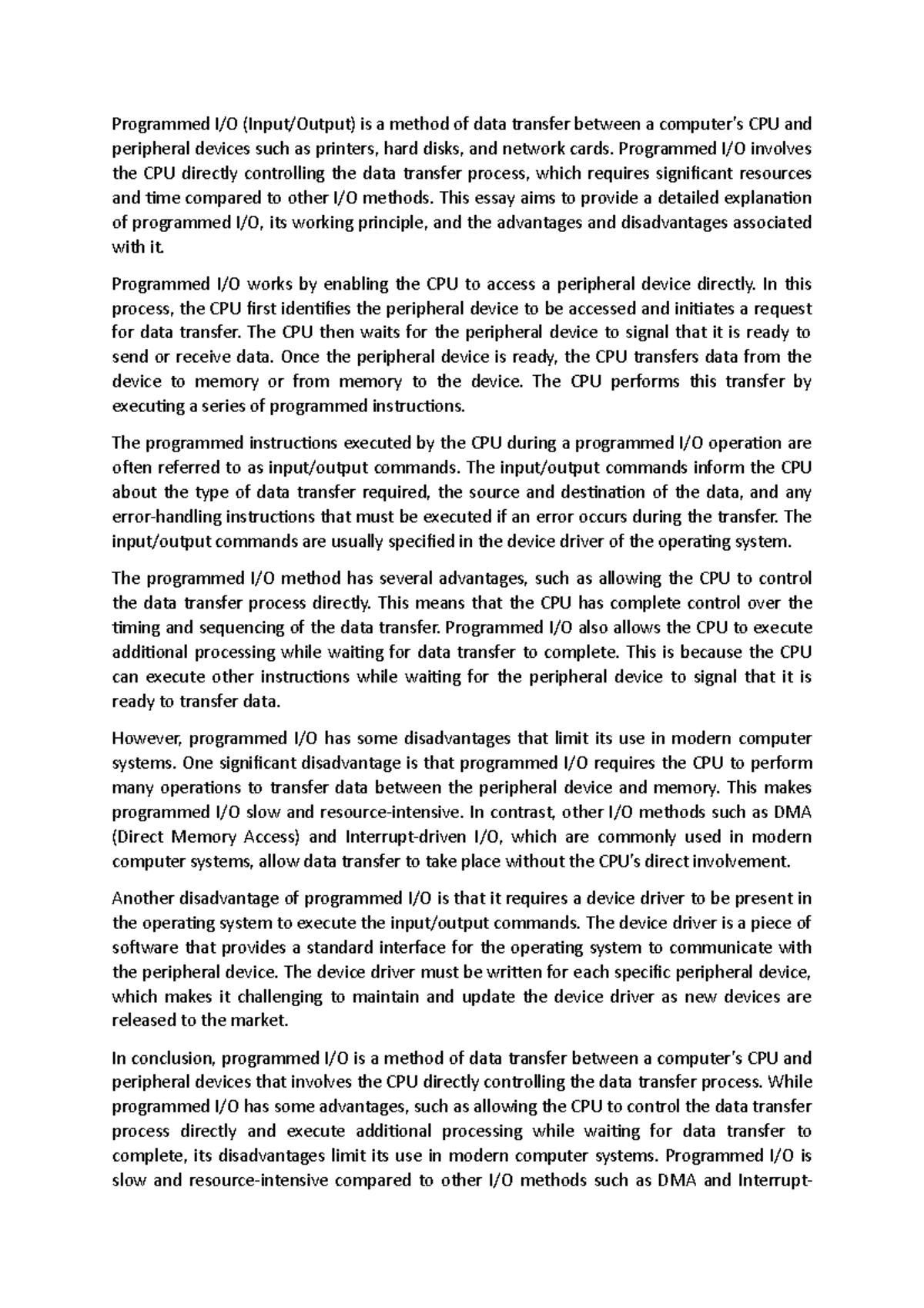 Programmed I-0 - Programmed I/O (Input/Output) is a method of data ...