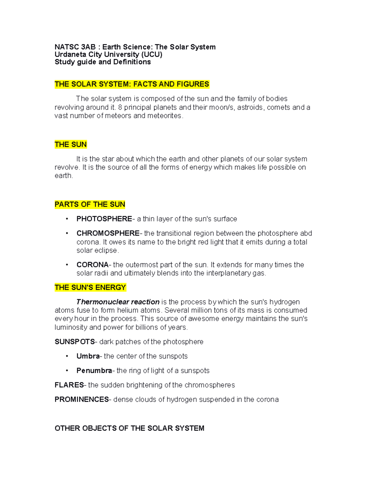 THE Solar System - Earth Science Subject (Ms. Jasmine Jane Ramos ...