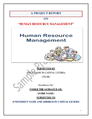 Human Resource Management Project Report - A PROJECT REPORT ON “HUMAN ...
