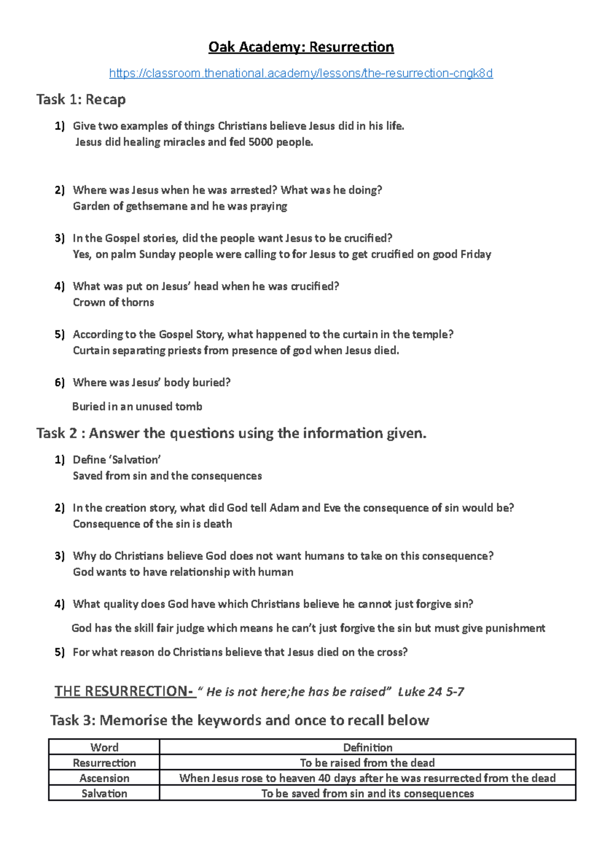 Oak Academy Resurrection - Oak Academy: Resurrection - Studocu