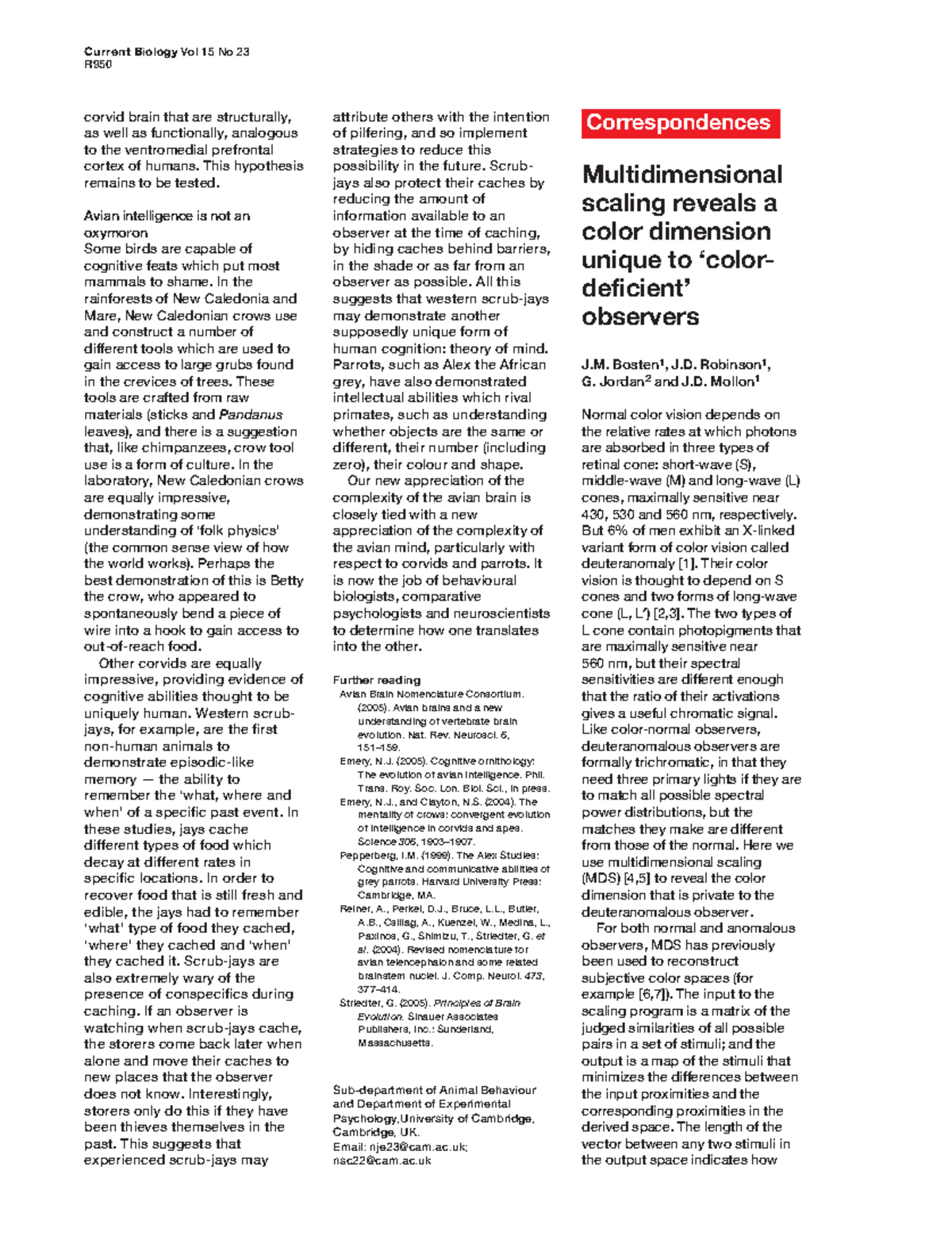 Multidimensional scaling reveals a color - corvid brain that are ...