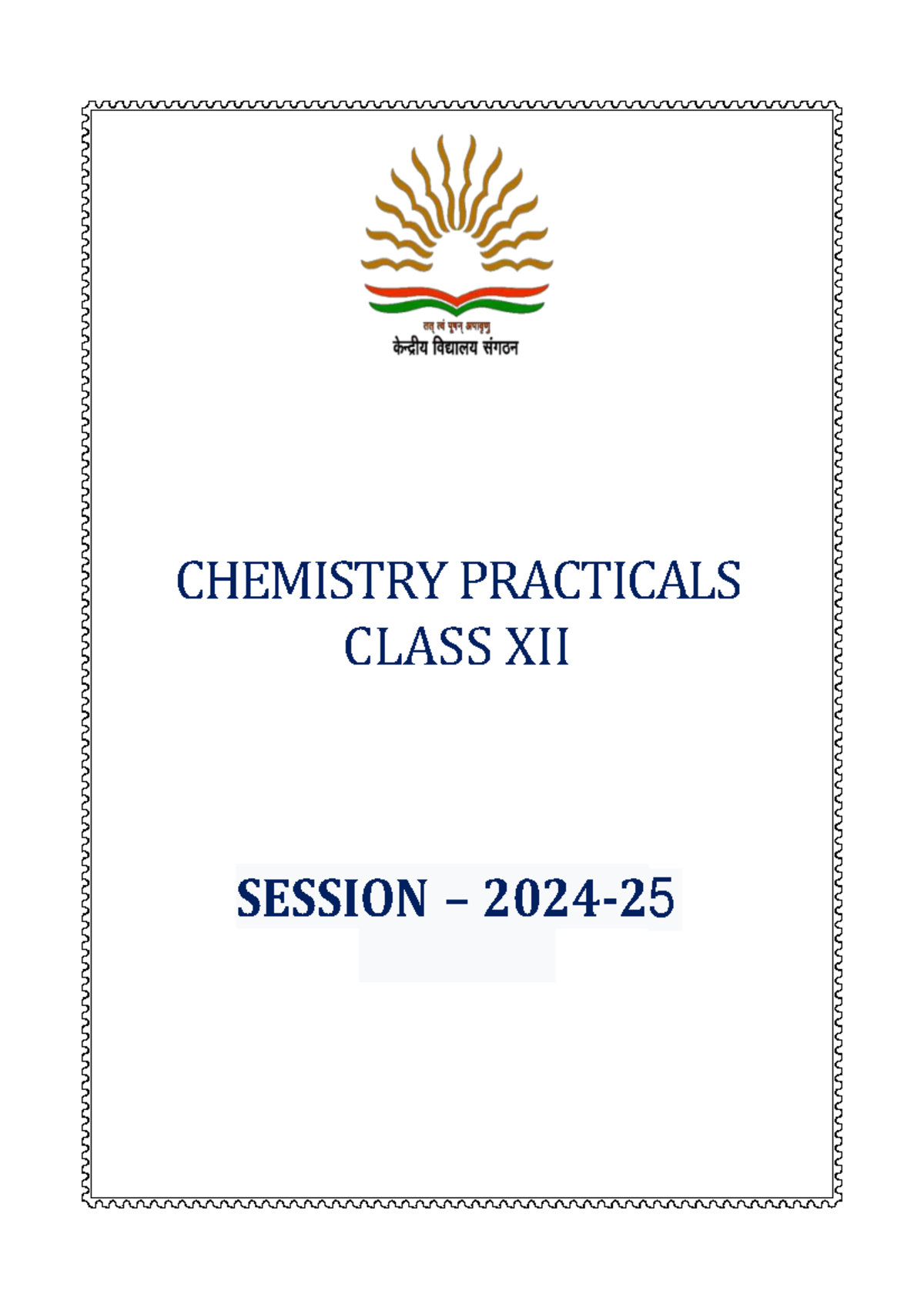 Chemistry practicals class XII - CHEMISTRY PRACTICALS CLASS XII SESSION ...