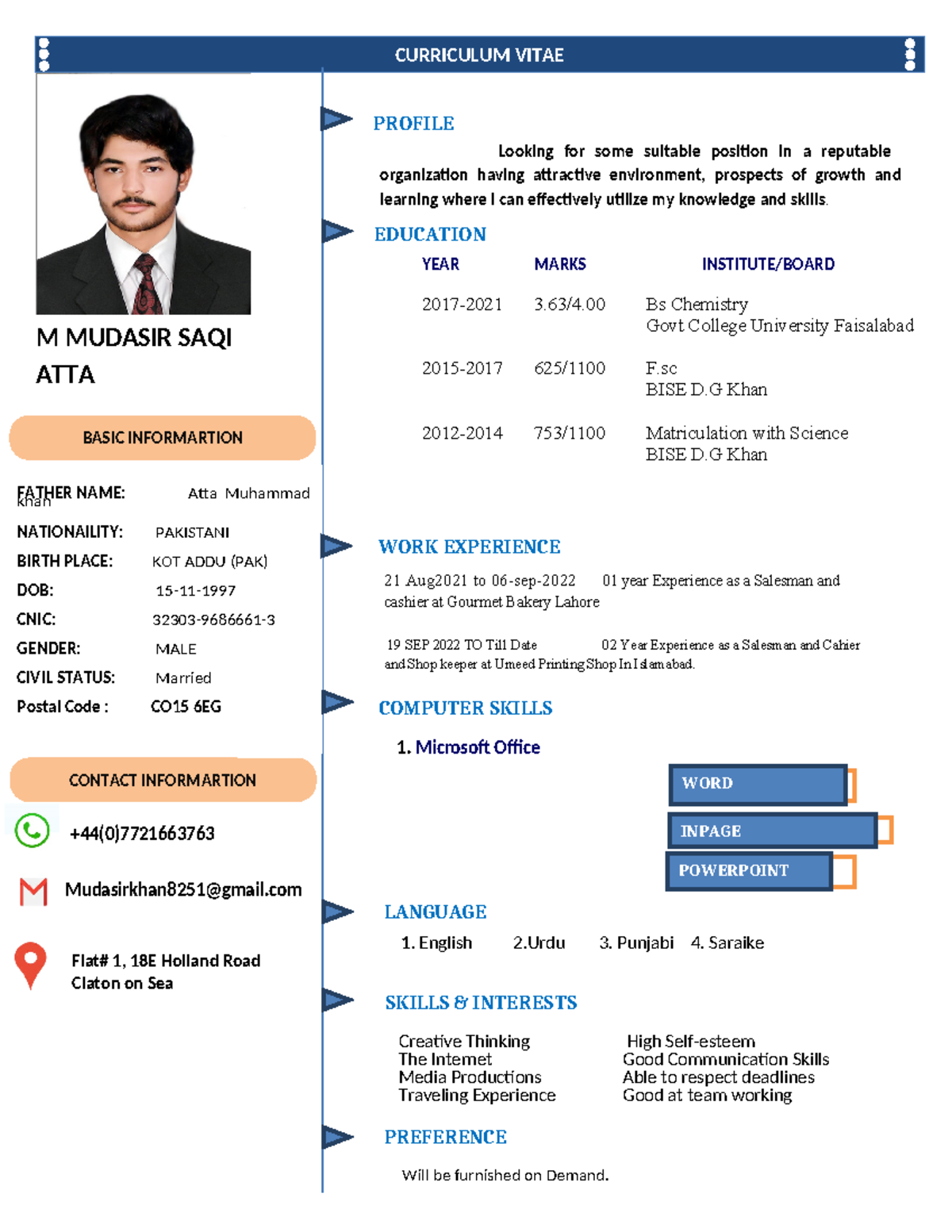 Cv vip format - Summary English Literature - CURRICULUM VITAE 0 M ...