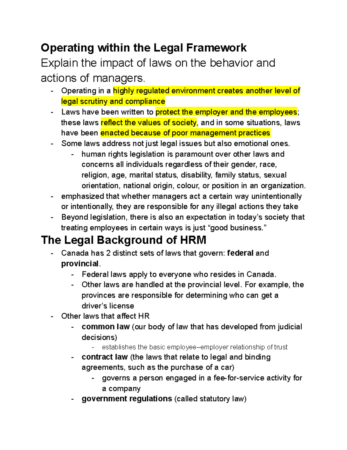 Module 2 Notes - Operating within the Legal Framework Explain the ...