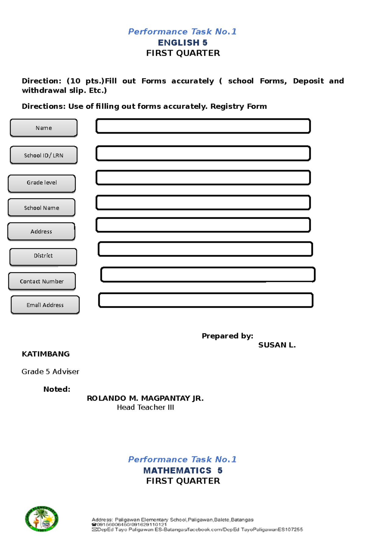 No.-1- Performance-TASK- First- Quarter - Performance Task No. ENGLISH ...