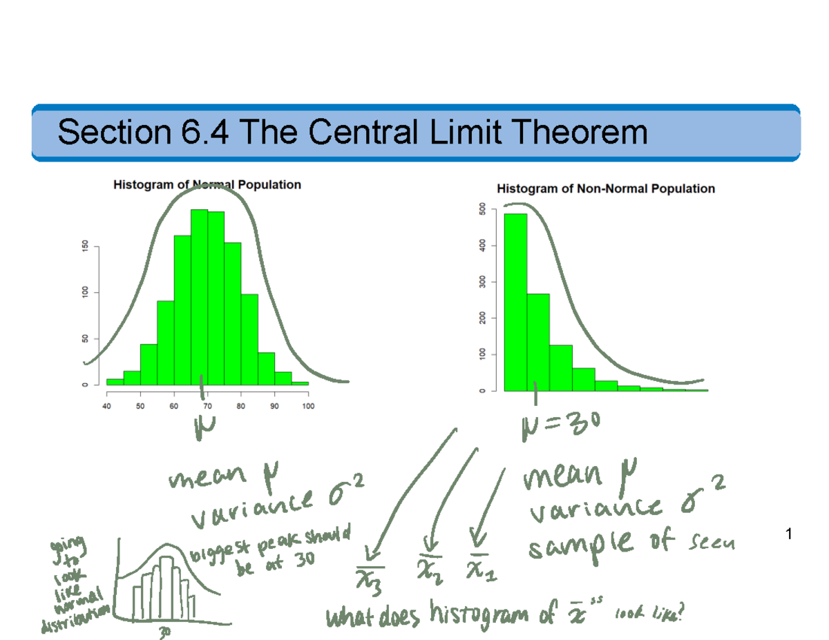 Section 6.4 Notes Stats 2B03 - 1 Section 6 The Central Limit Theorem μ ...