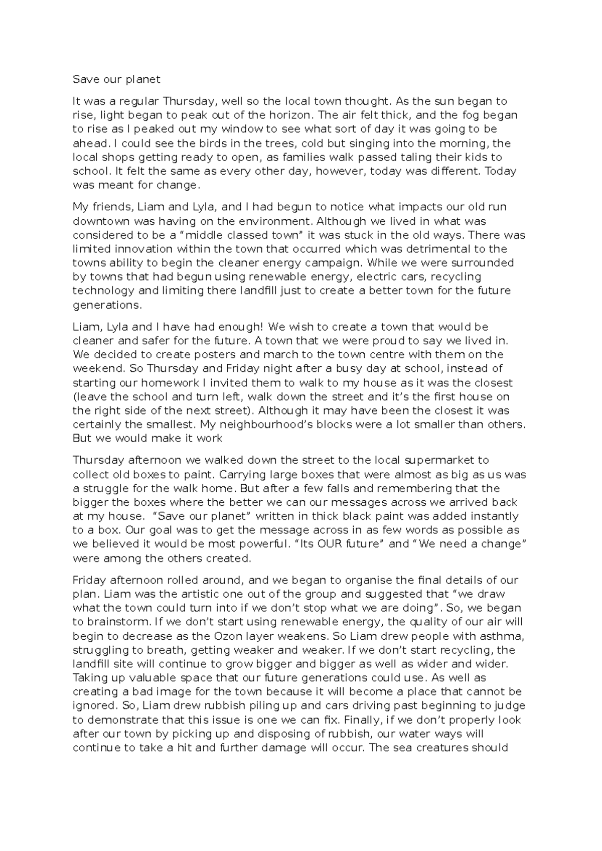 Save our planet - Just a helpful doc to help write essays - Save our ...