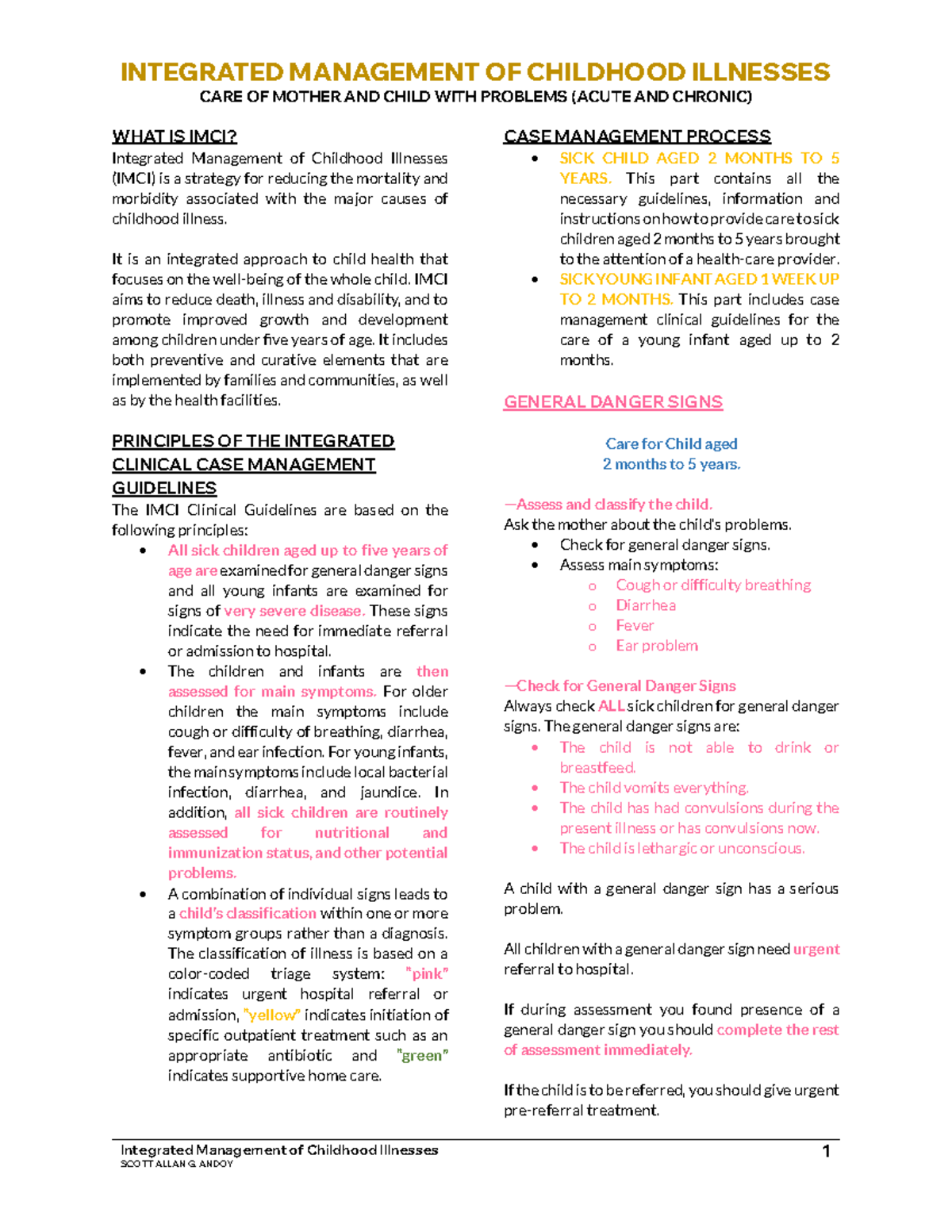 Integrated Management of Childhood Illnesses - INTEGRATED MANAGEMENT OF ...