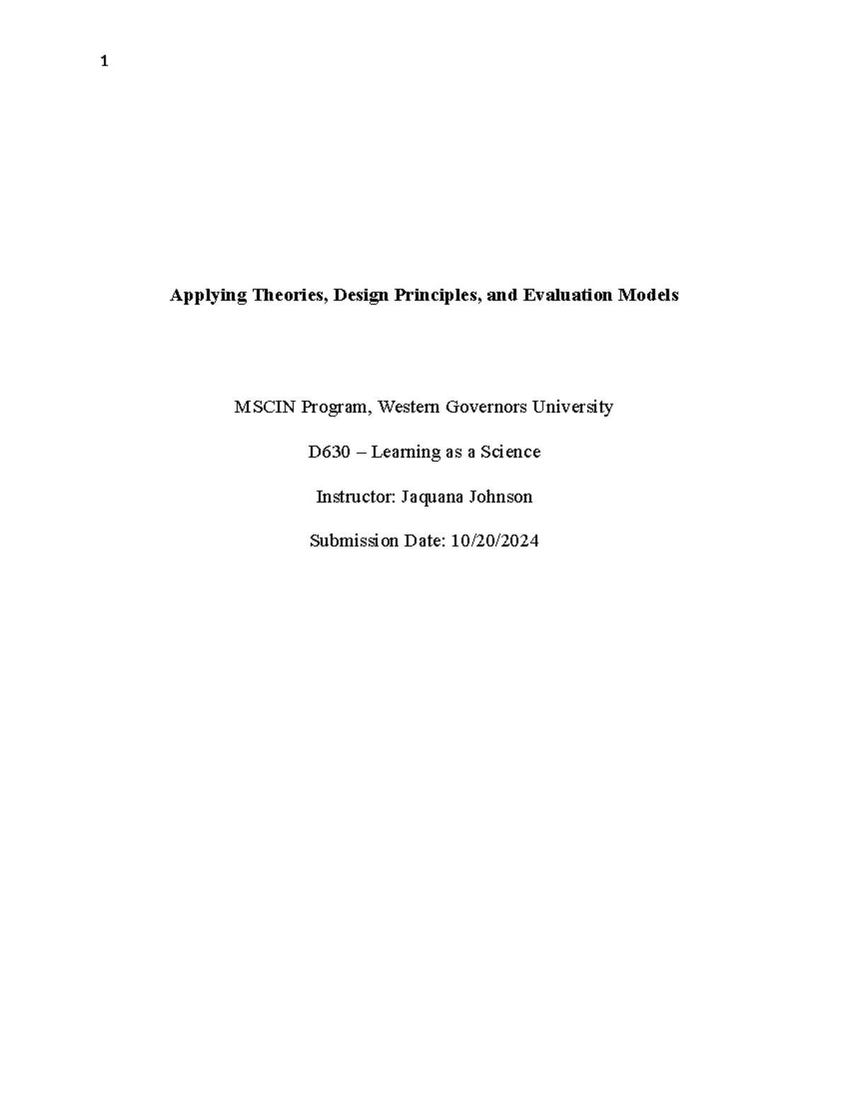 Albert chloe D630 T2 - Passed - Applying Theories, Design Principles ...