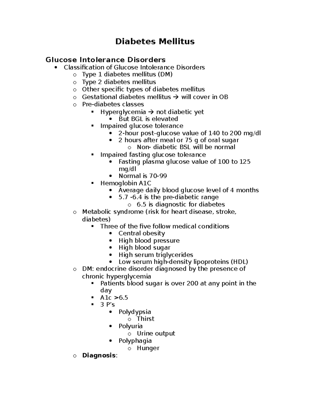 Diabetes Mellitus - Diabetes Mellitus Glucose Intolerance Disorders ...