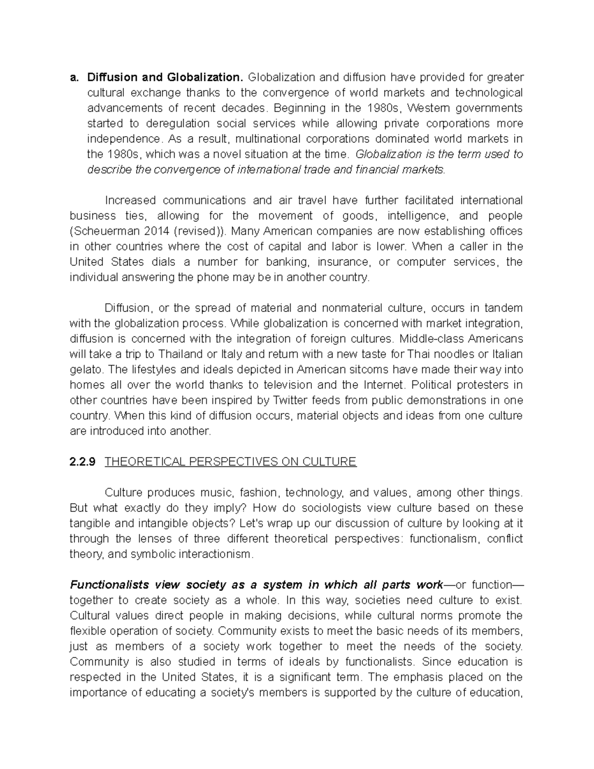 Diffusion and Globalization - a. Diffusion and Globalization ...