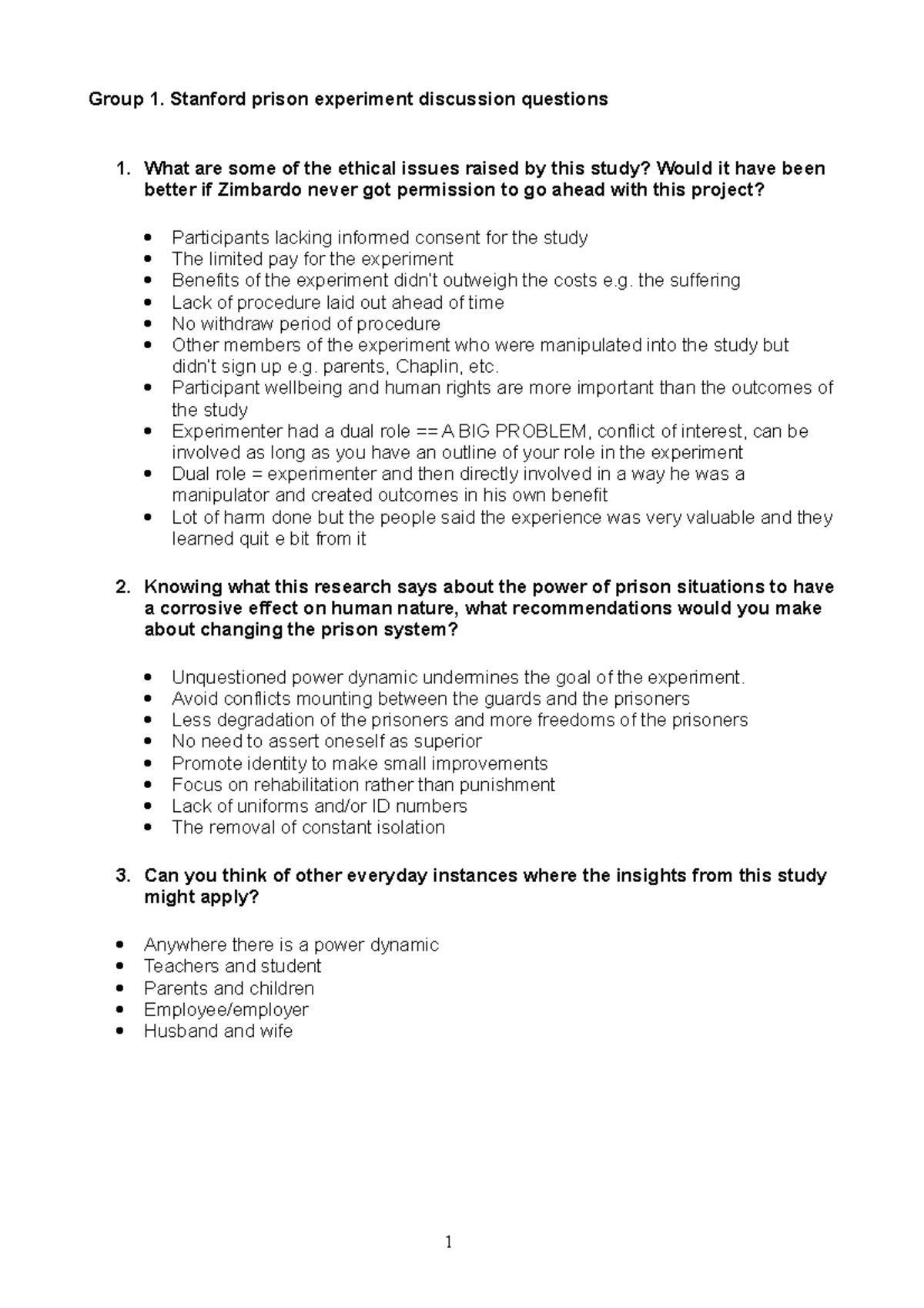 PSYU2234 Tutorial 5 group discussion Qs - What are some of the ethical ...