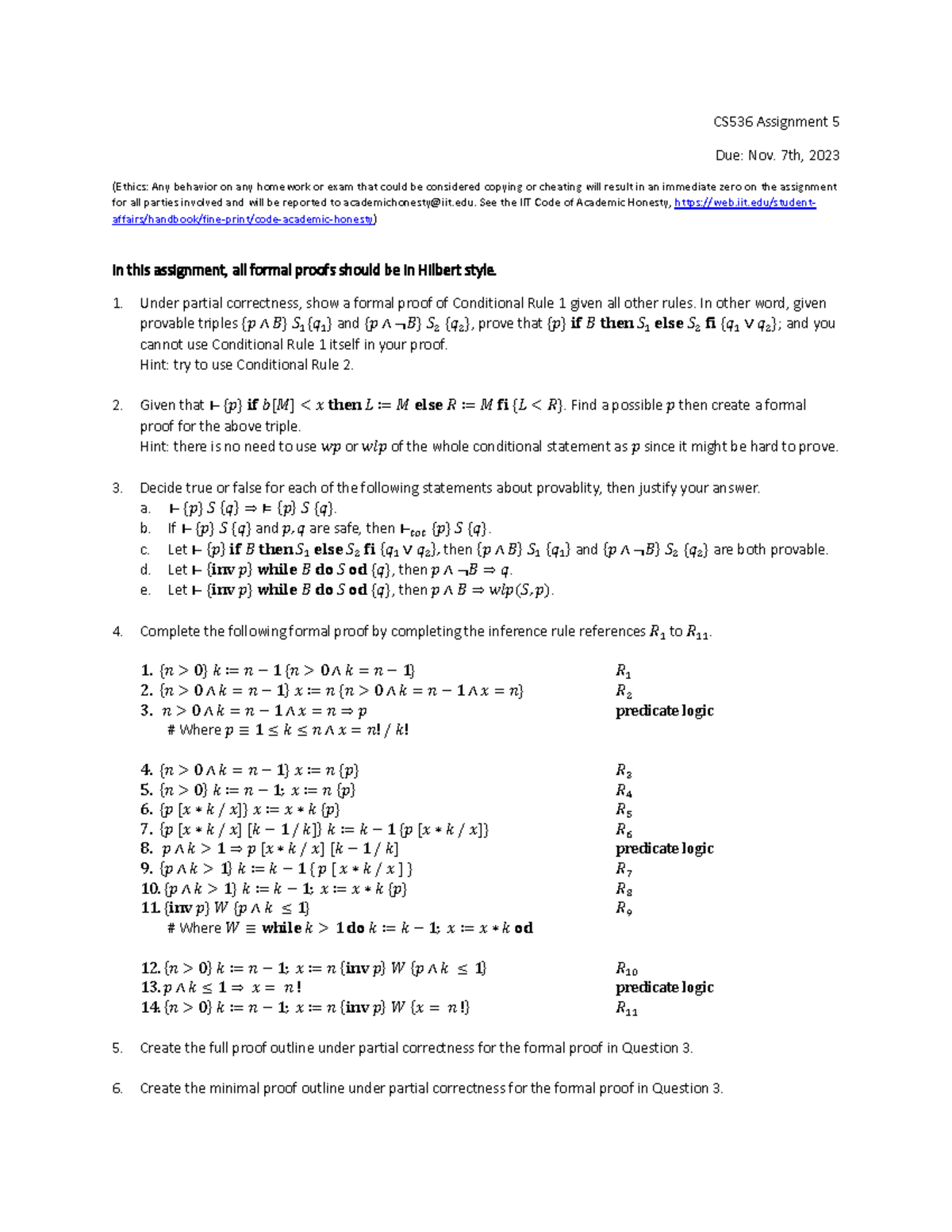Assignment 5 - here is the assignmnet doc - CS536 Assignment 5 Due: Nov ...