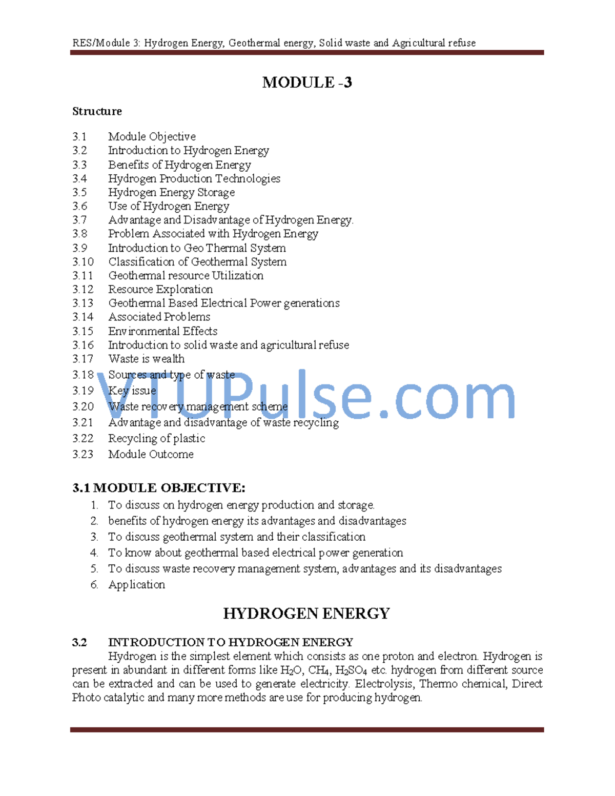 Module 3 Gfhg Vtupulse Module Structure 3 Module Objective 3 Introduction To Hydrogen