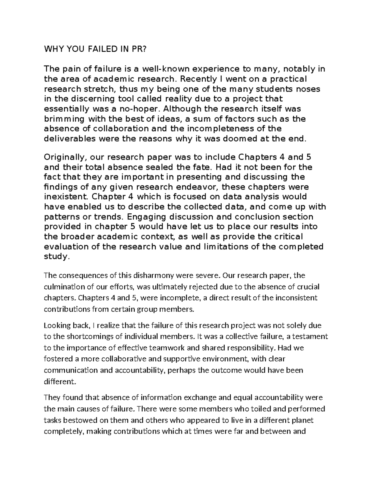 The sting of failure is a familiar experience - WHY YOU FAILED IN PR ...