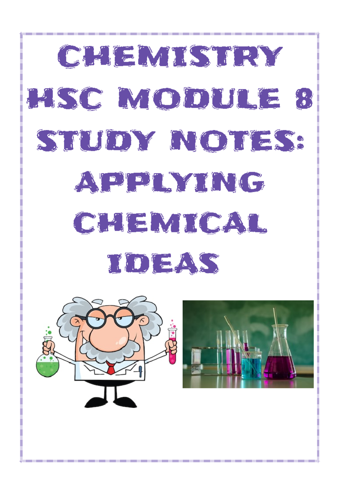Applying Chemical Ideas Study Notes - CHEMISTRY HSC MODULE 8 STUDY ...