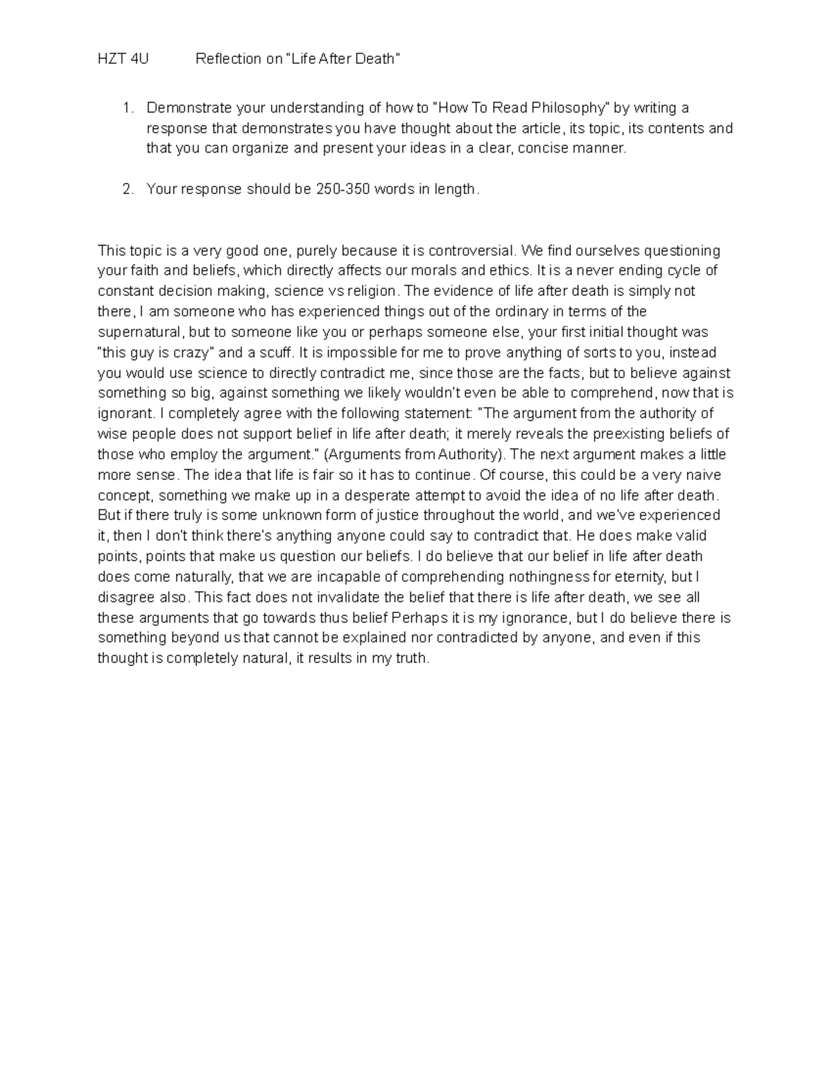 Reflection on "Life After Death" - Ian Morales Vidal - HZT 4U ...