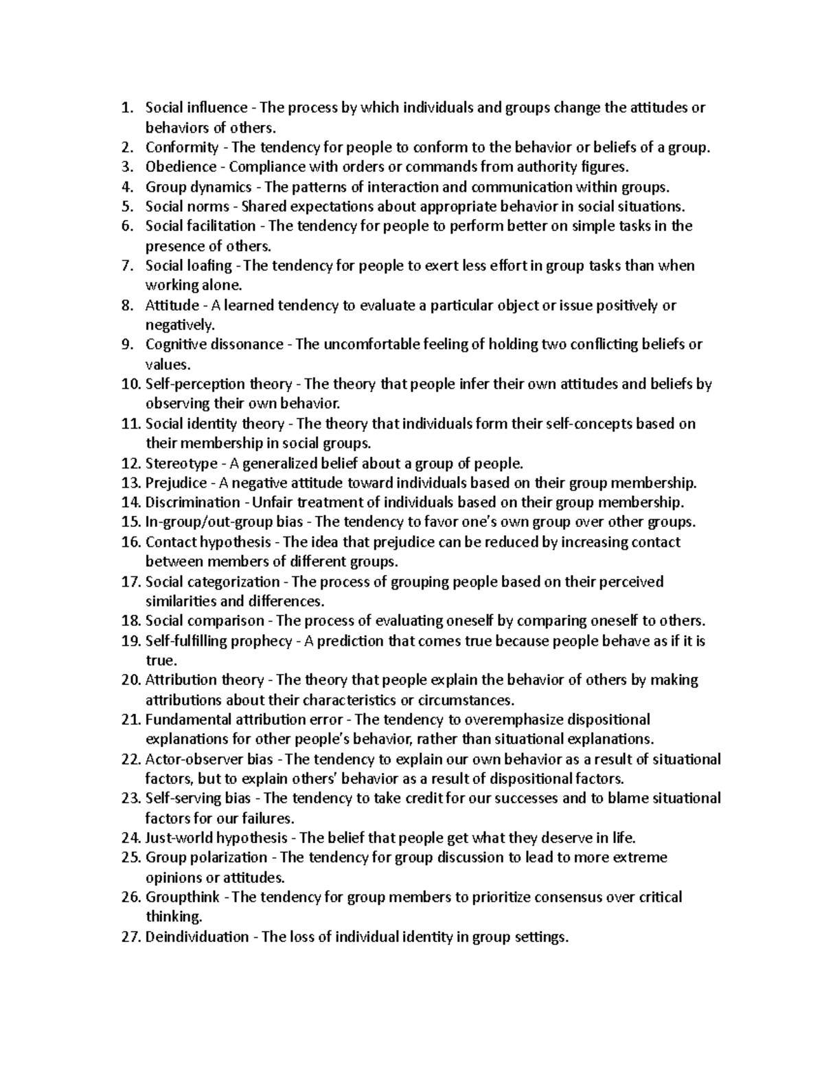 SYP 3000 Terminology #4 - Social influence - The process by which ...