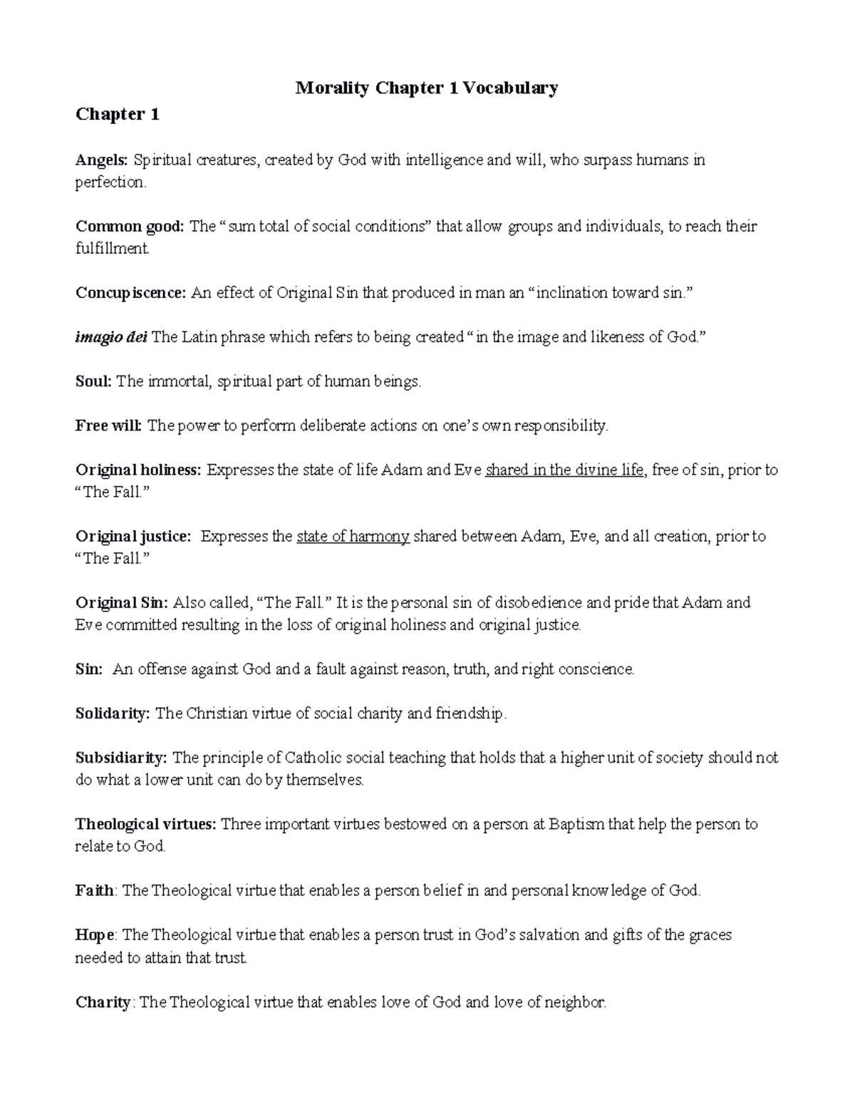 Morality Vocabulary Master chapter 1-4 - Morality Chapter 1 Vocabulary ...